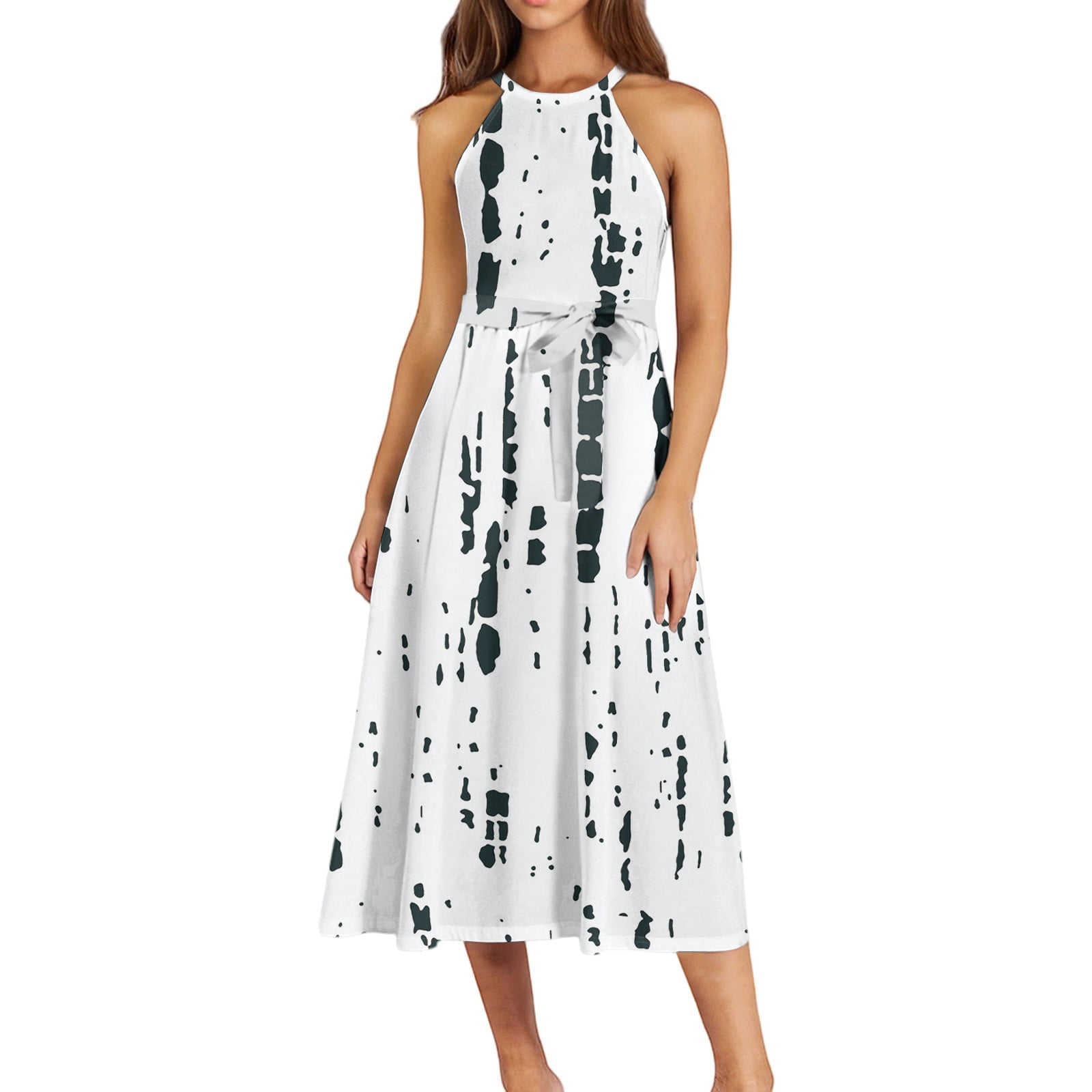 Mlqidk Dresses for Women 2025 Elegant Classy Halter Sleeveless Formal ...