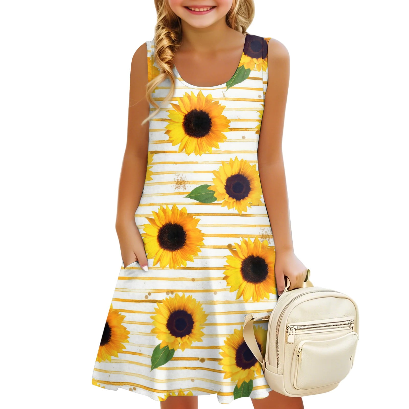 Mlqidk Girls Dresses Size 10-12 Scooped Neck Ladies Summer Dresses ...