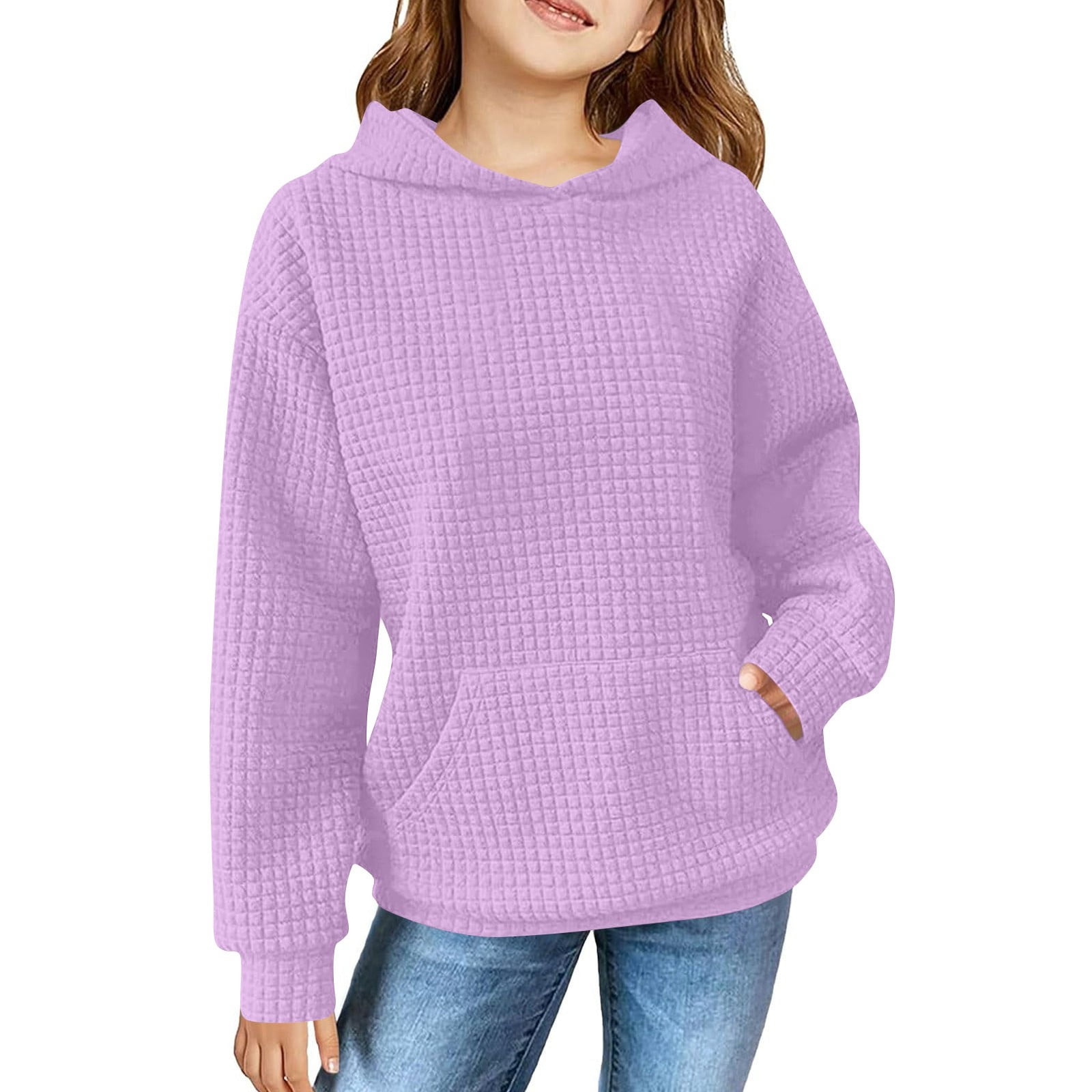 Mlqidk Girls Size 10-12 Preppy Clothes Hoodie Trendy Waffle Hoodies ...