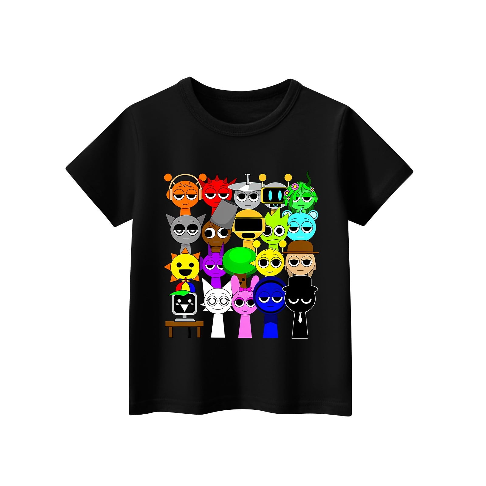 Mlqidk Girls Sprunki Shirt Size 5-6 Little Kids Short Sleeve Sprunki ...