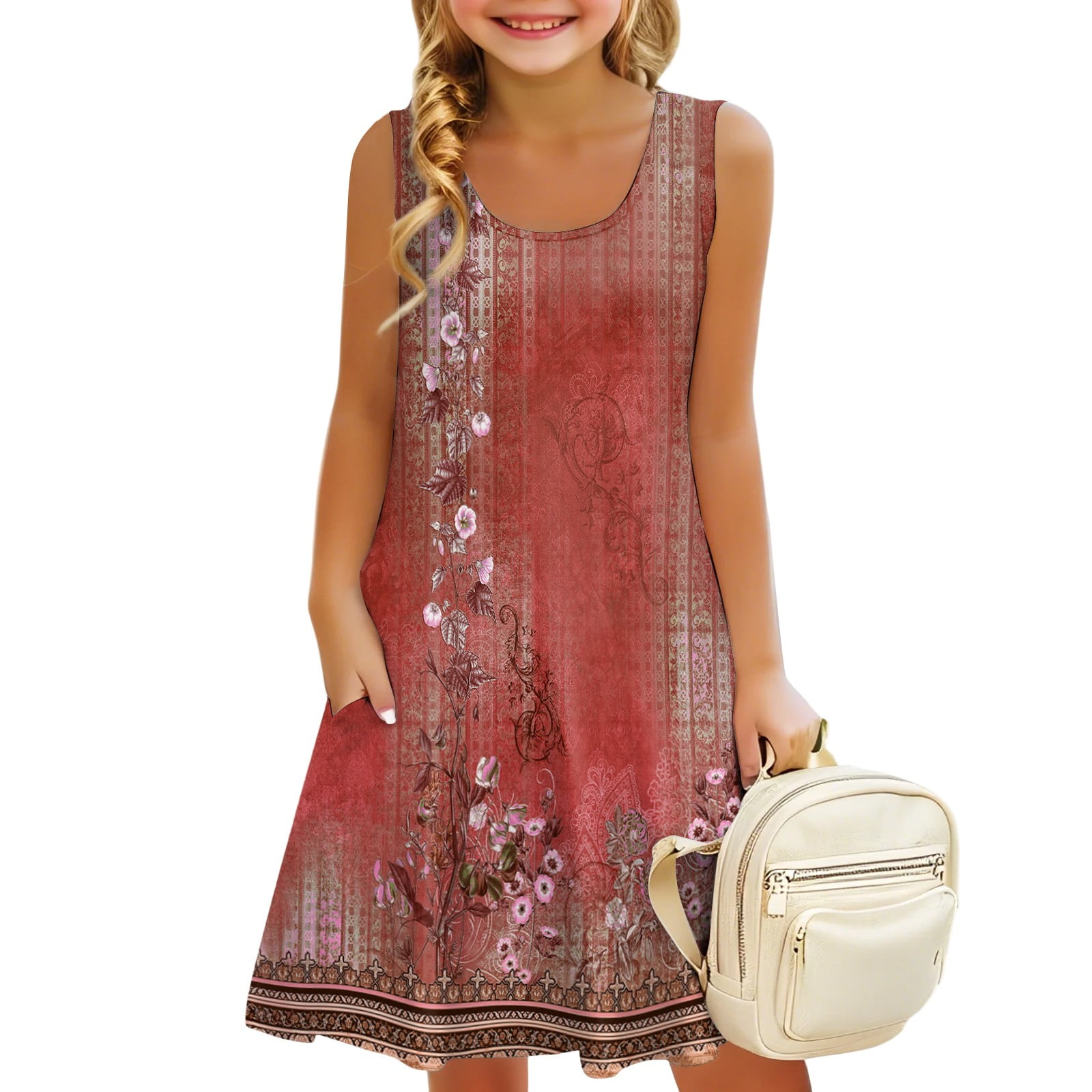 Mlqidk Girls Summer Dresses Size 10-12 Vacation Beach Swim Cover Up ...