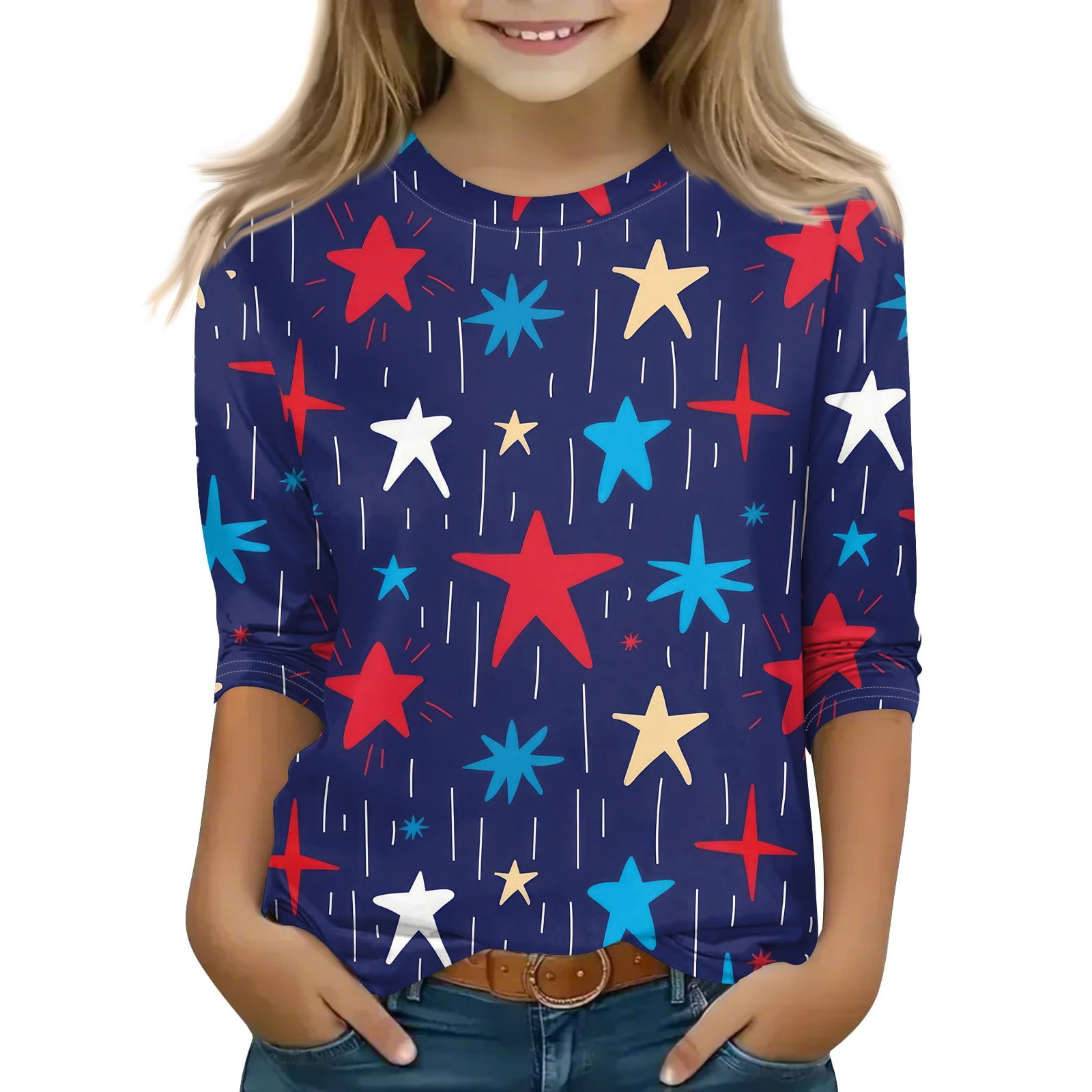 Mlqidk Girls' Summer T Shirts 10-12 4th Of July American Flag T-Shirt ...