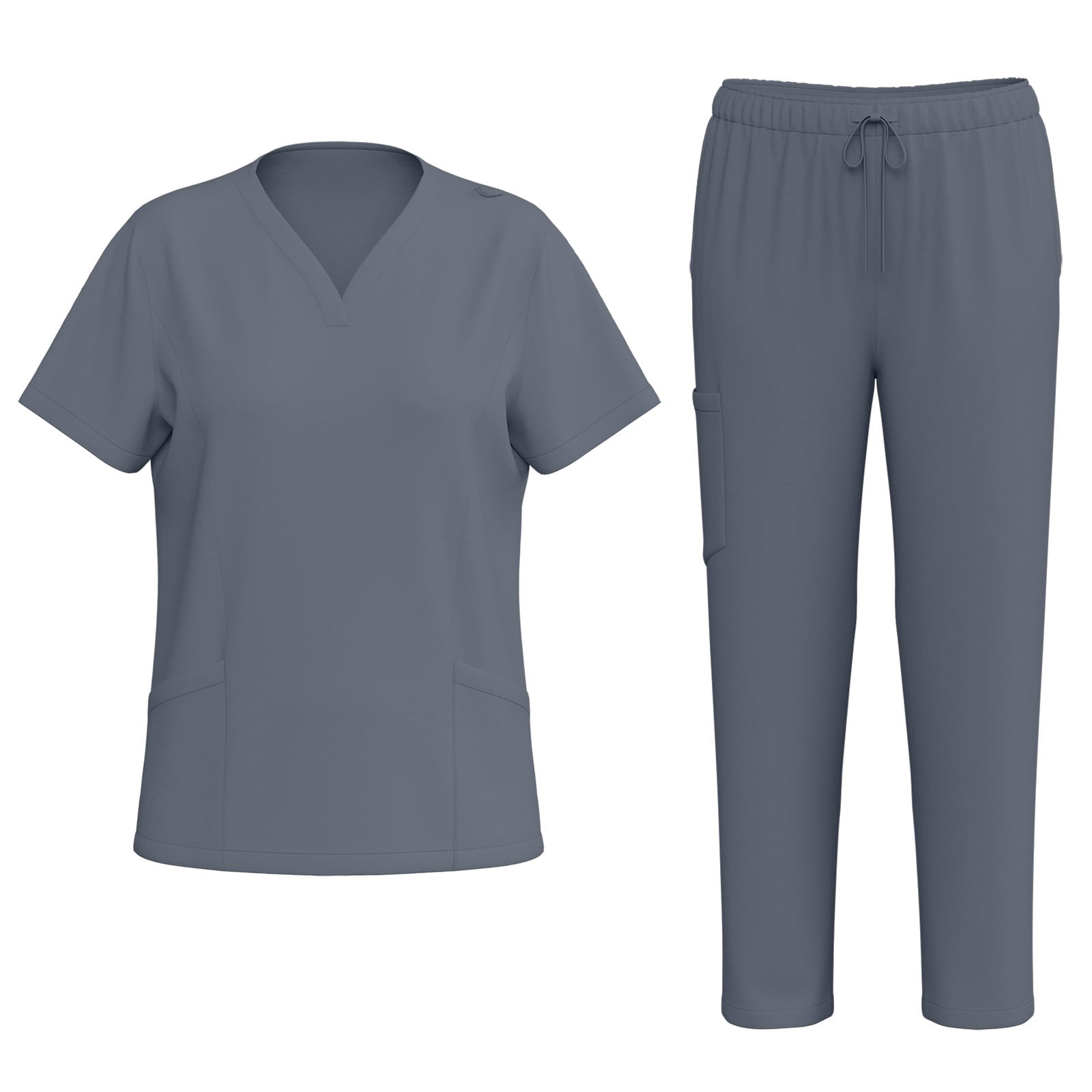 Mlqidk Gray Scrubs Sets for Women Plus Size Scrubs Stretchy V Neck ...