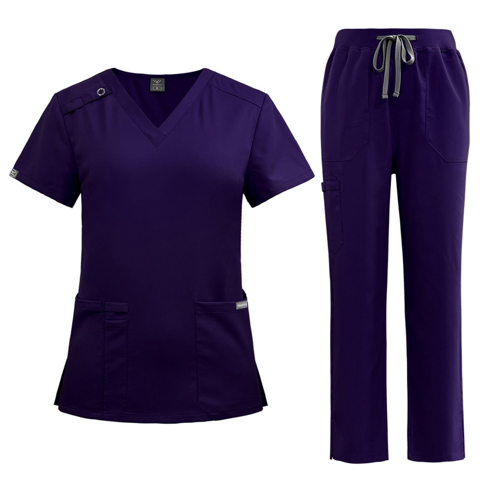 Mlqidk Jogger Scrubs for Women Plus Size Medical Scrubs Stretchy V-Neck ...