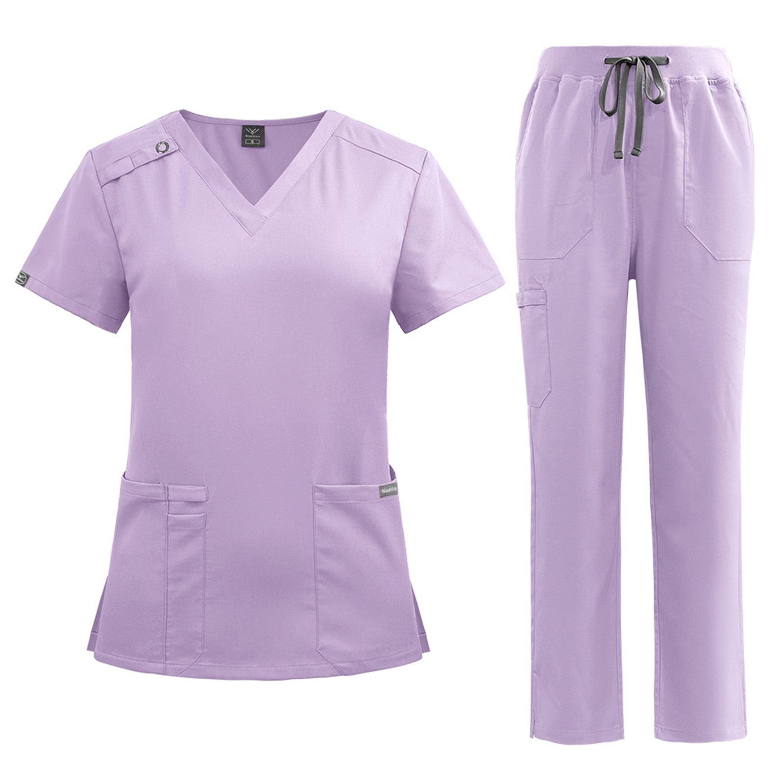 Mlqidk Light Purple Scrubs Sets for Women Plus Size Medical Uniforms ...