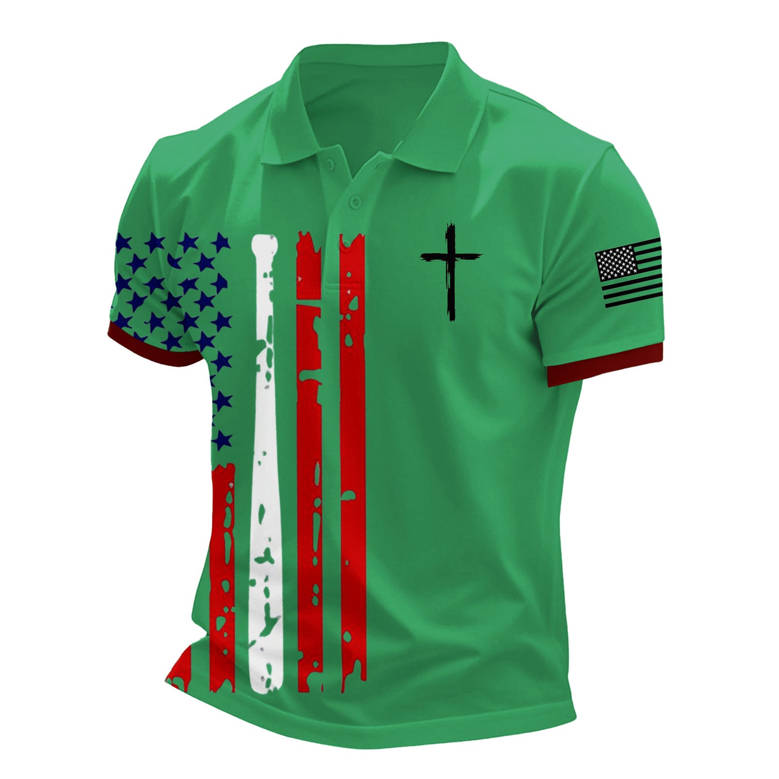 Mlqidk Men's Golf Polo Shirts Short Sleeve American Flag Polo Shirt ...