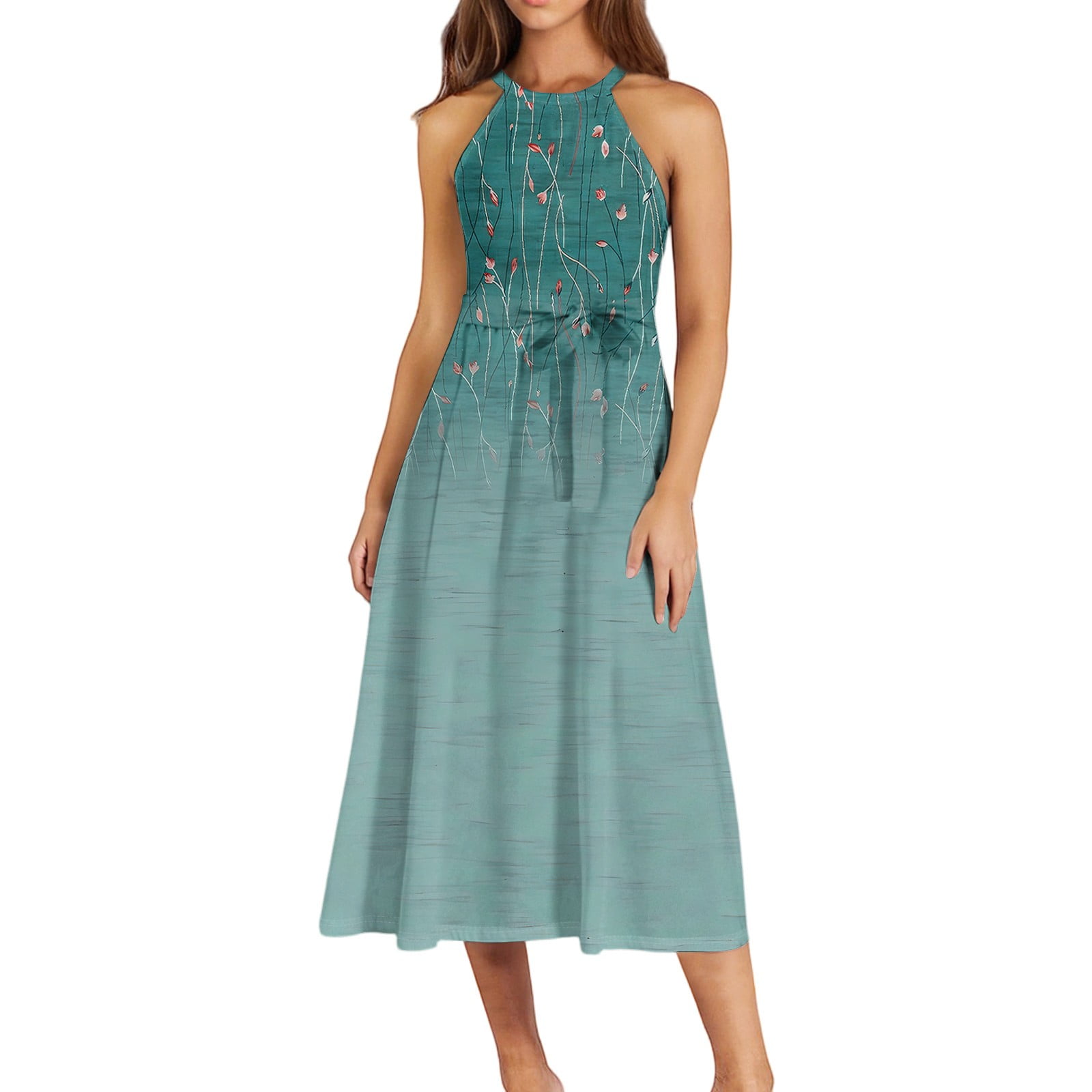 Mlqidk Mother Of Bride Dresses Formal Halter Wedding Guest Midi Dress ...