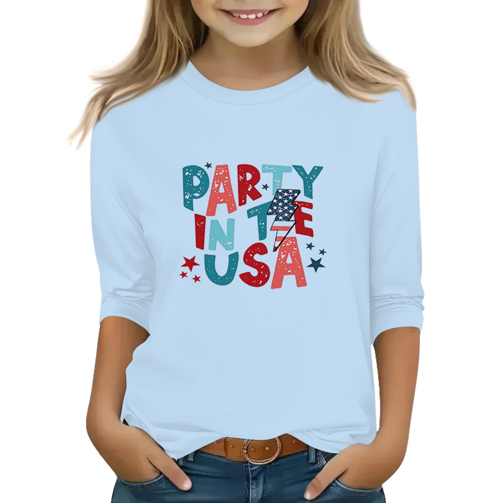 Mlqidk Patriotic Shirts for Girls 10-12 10-12 American Flag 4th Of July ...