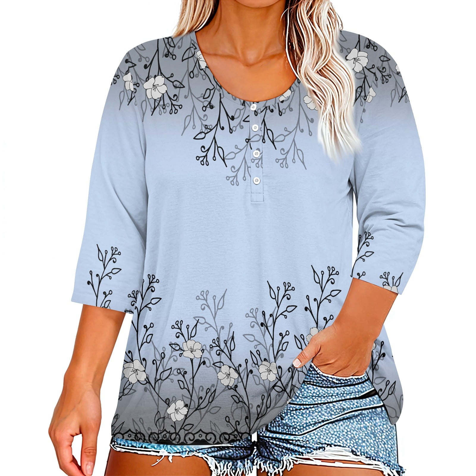 Mlqidk Plus Size Womens Tops 4x-5x Womens Tops Plus Sizes 4x Button ...