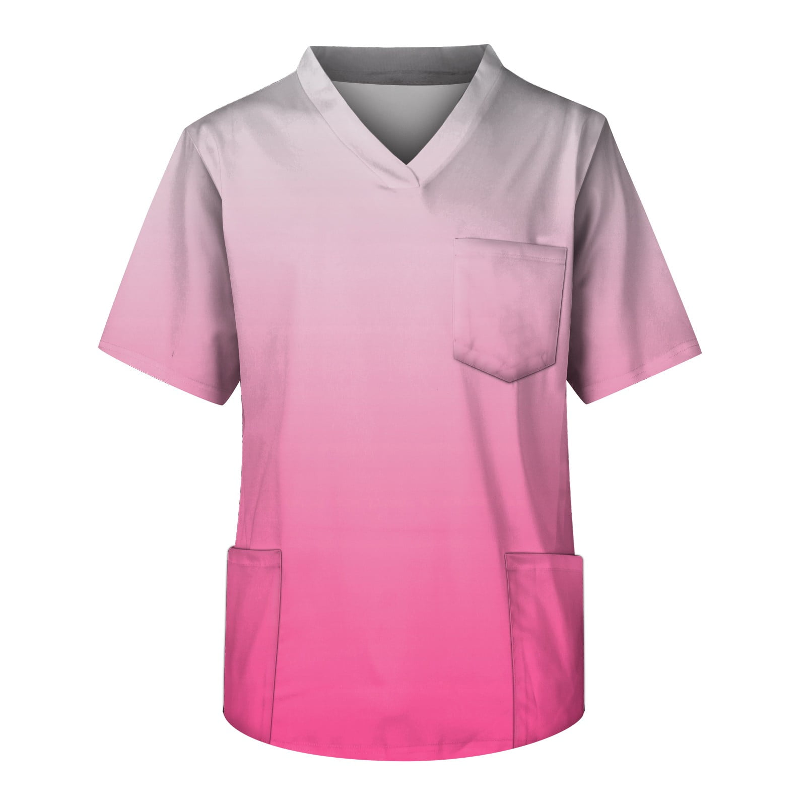 Mlqidk Print Scrub Tops For Men Gradient Print Scrub Shirt Tops Short Sleeve V Neck Pocket