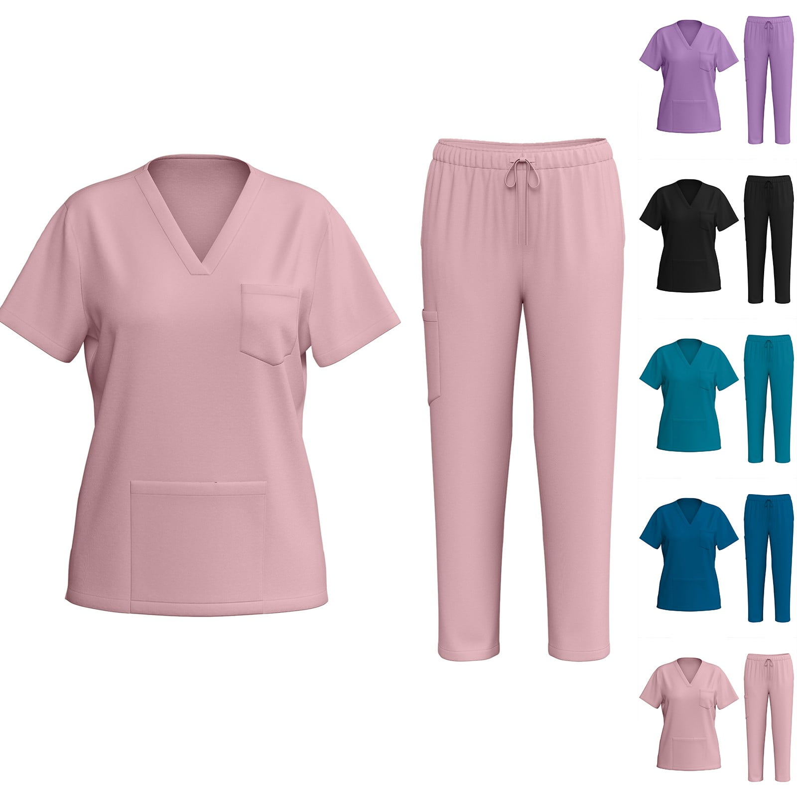 Mlqidk Purple Scrubs Sets for Women Plus Size Nurse Uniforms Petite V ...