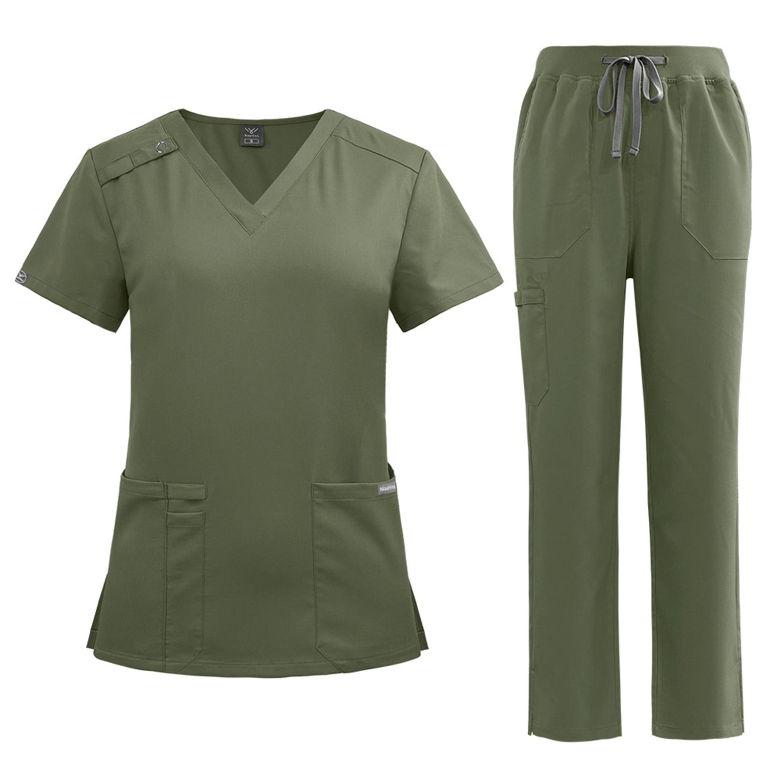 Mlqidk Scrub Sets for Woman Plus Size Medical Scrubs Stretchy V-Neck ...