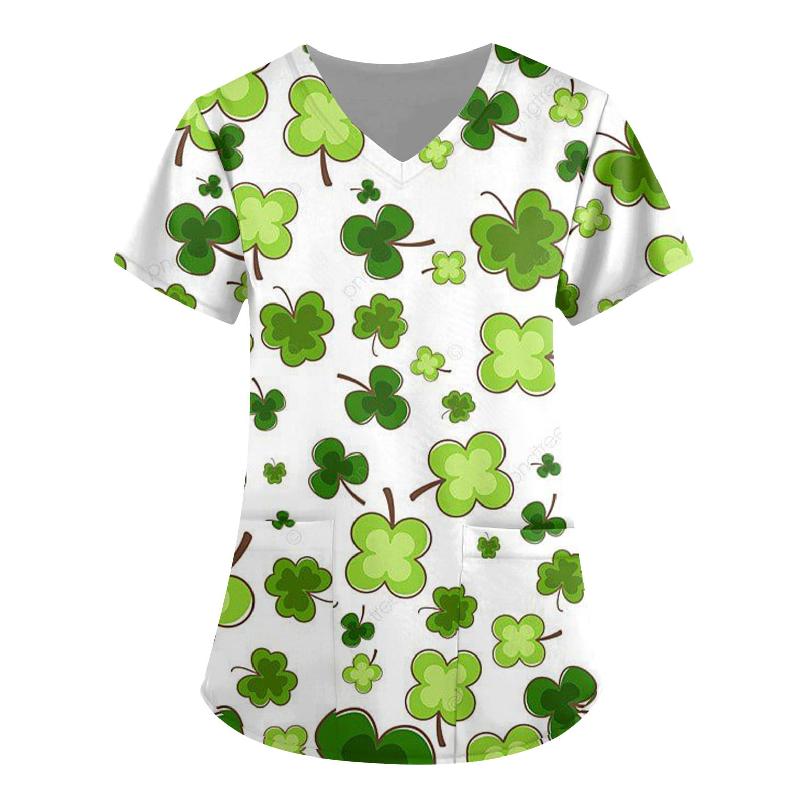 Mlqidk Scrub Tops Women St Patricks Day Print Nurse Uniforms For Women Short Sleeve V Neck