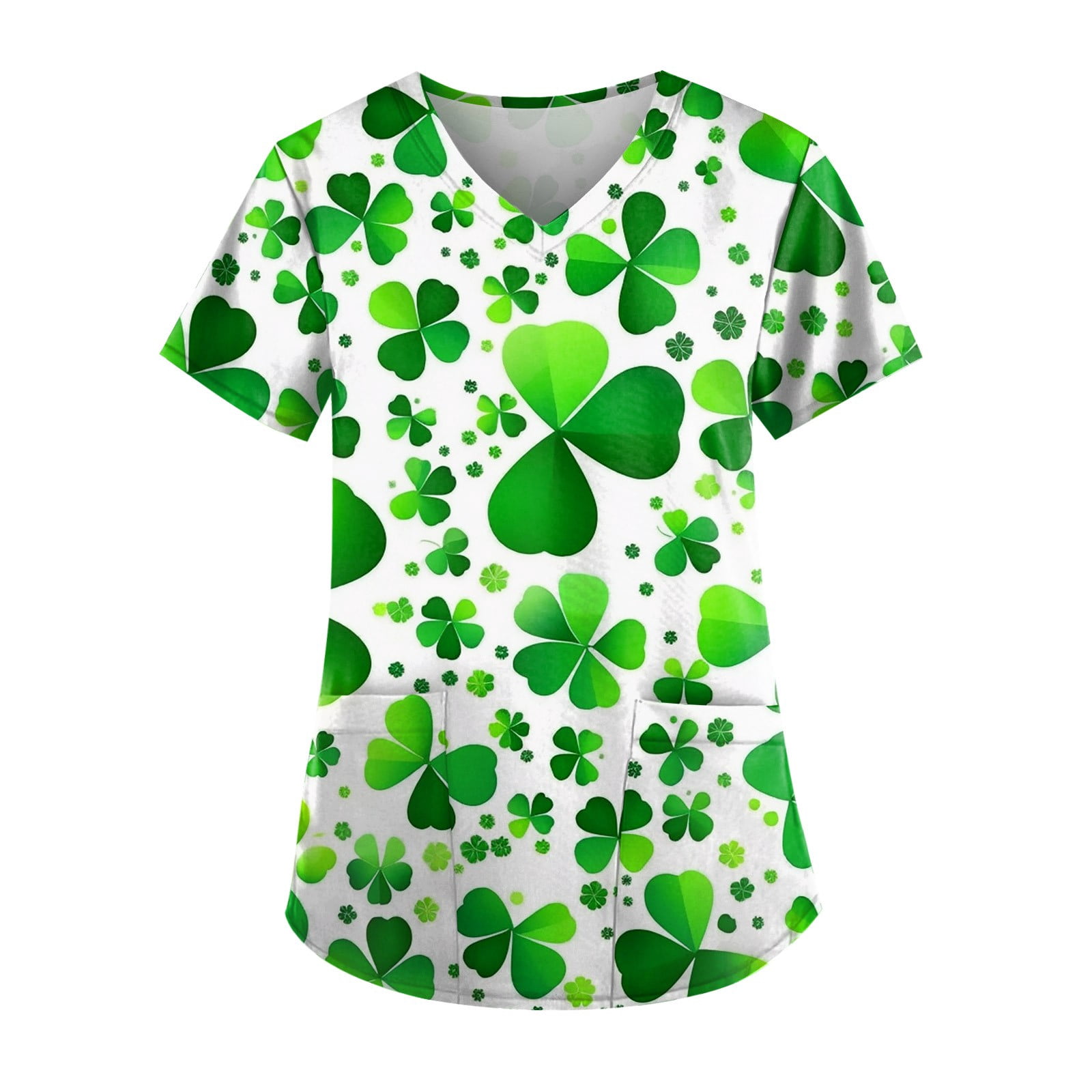 Mlqidk St Patricks Day Nursing Uniforms for Women Irish Shamrock Print ...
