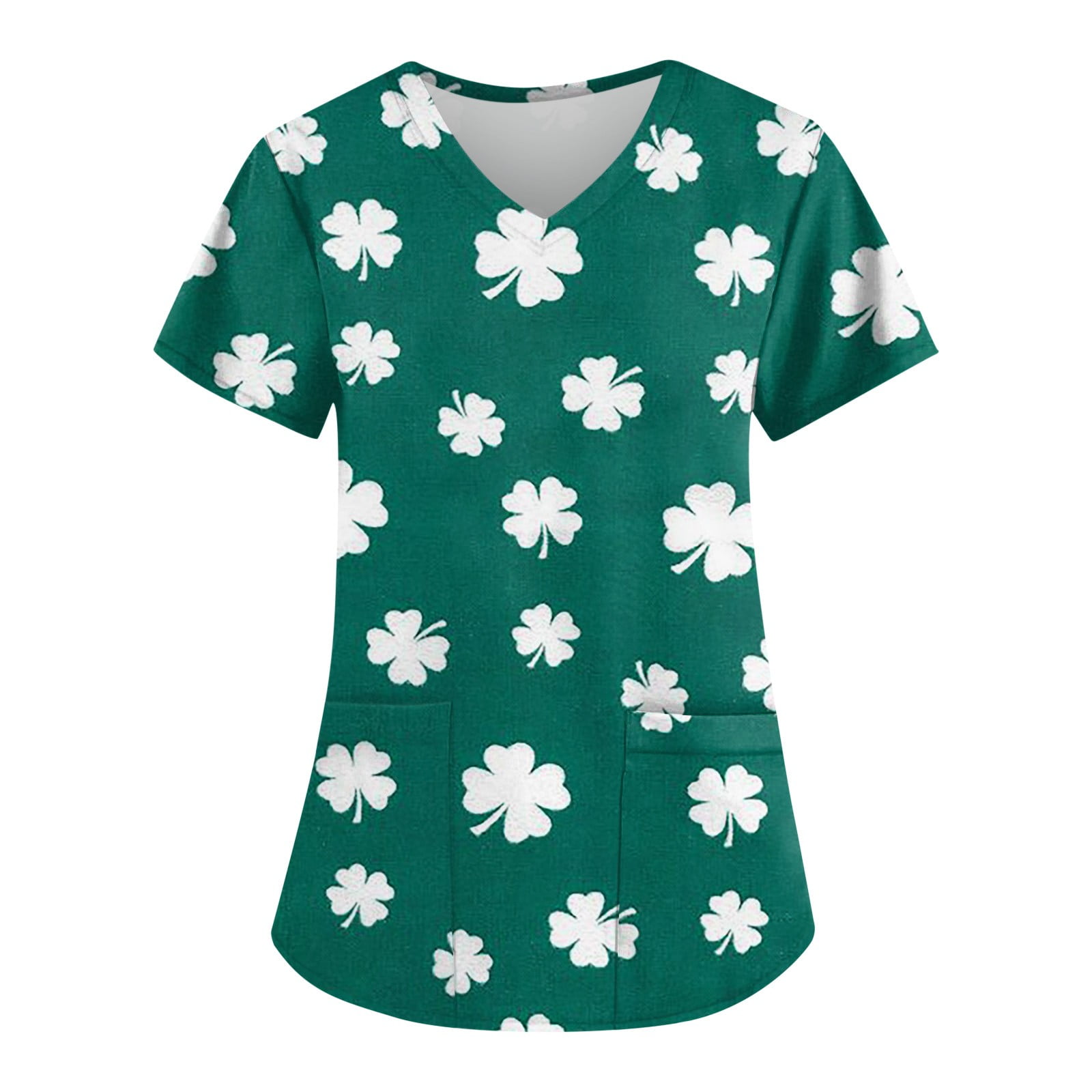 Mlqidk St Patricks Day Print Scrubs for Women Plus Size Cartoon Irish ...