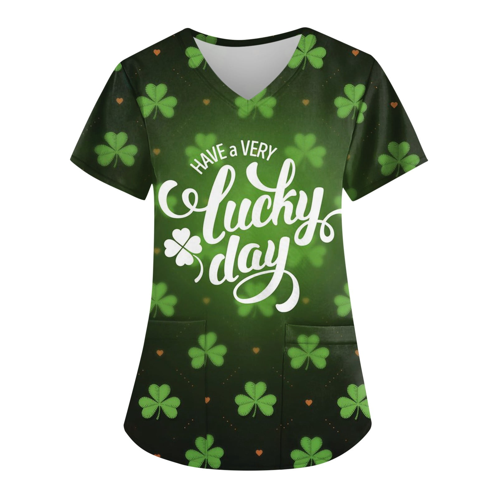 Mlqidk St Patricks Day Scrub Tops Women, Irish Shamrock Print Fun ...
