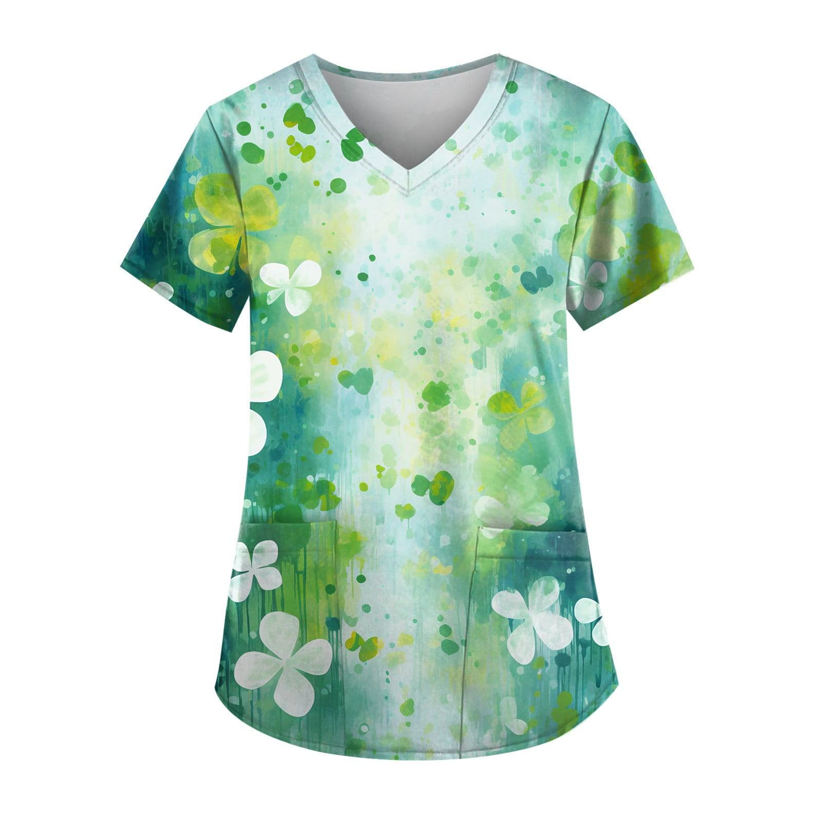 Mlqidk St Patricks Day Scrub Tops Women, Irish Shamrock Print Fun ...