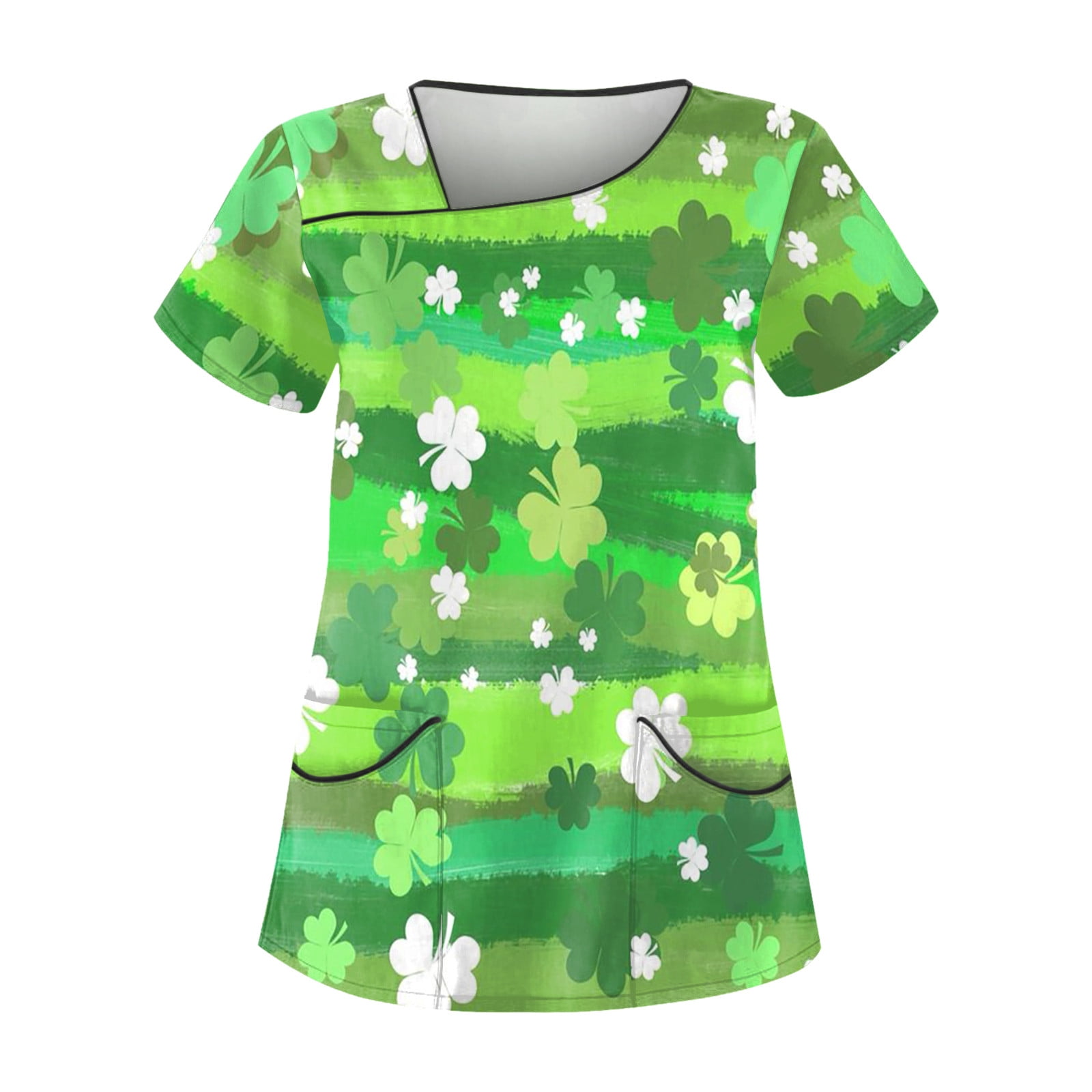 Mlqidk St Patricks Day Scrub Tops Women Print Clearance, Summer Short ...