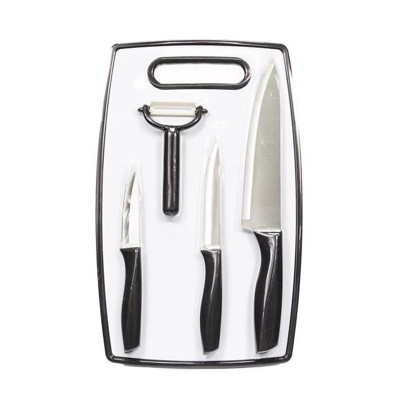 Kitchen GG-31283BK 5 Piece PP Handle Knife & PP Cutting Board Set ...