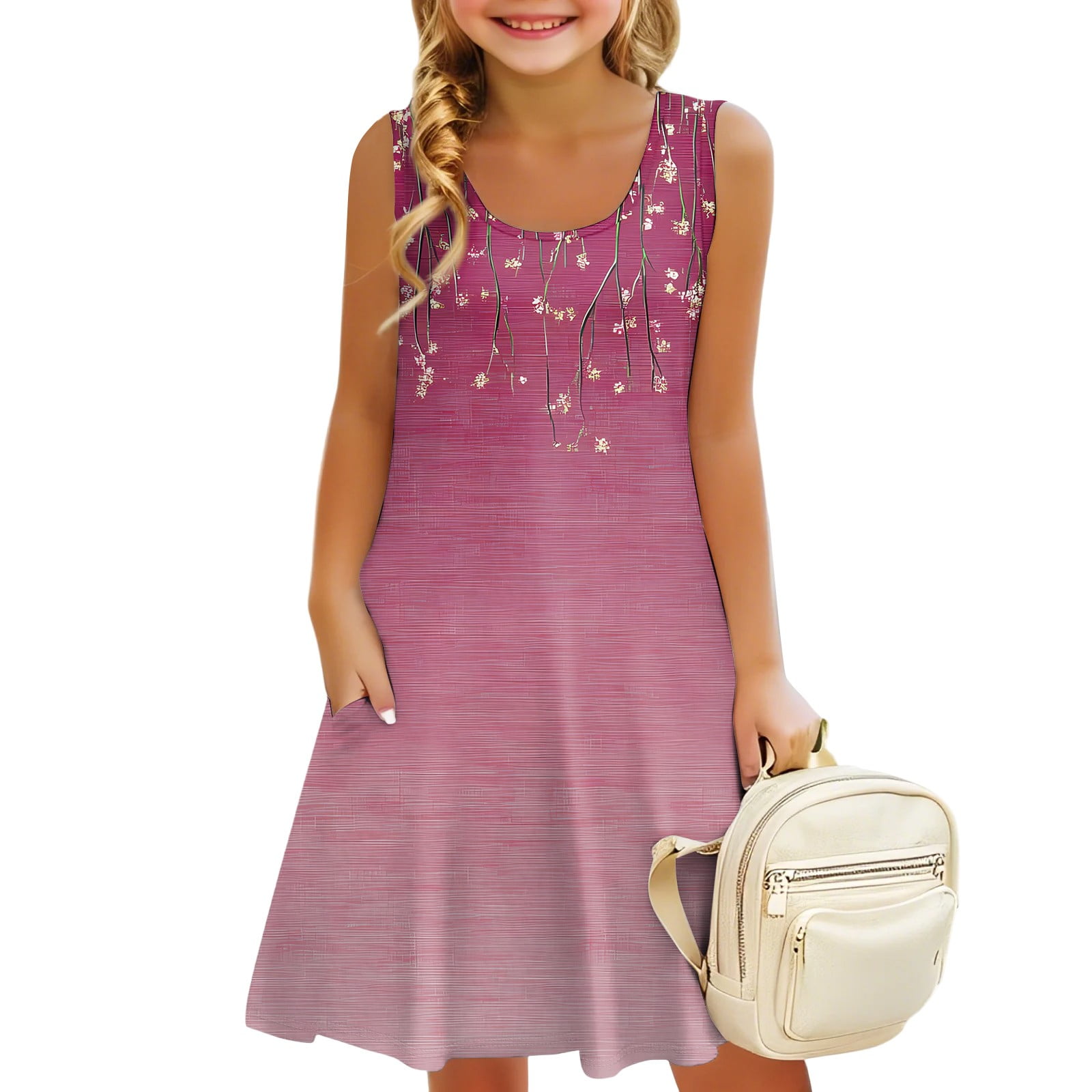 Mlqidk Summer Dresses for Girls Size 10-12 Sleeveless Sun Dresses ...
