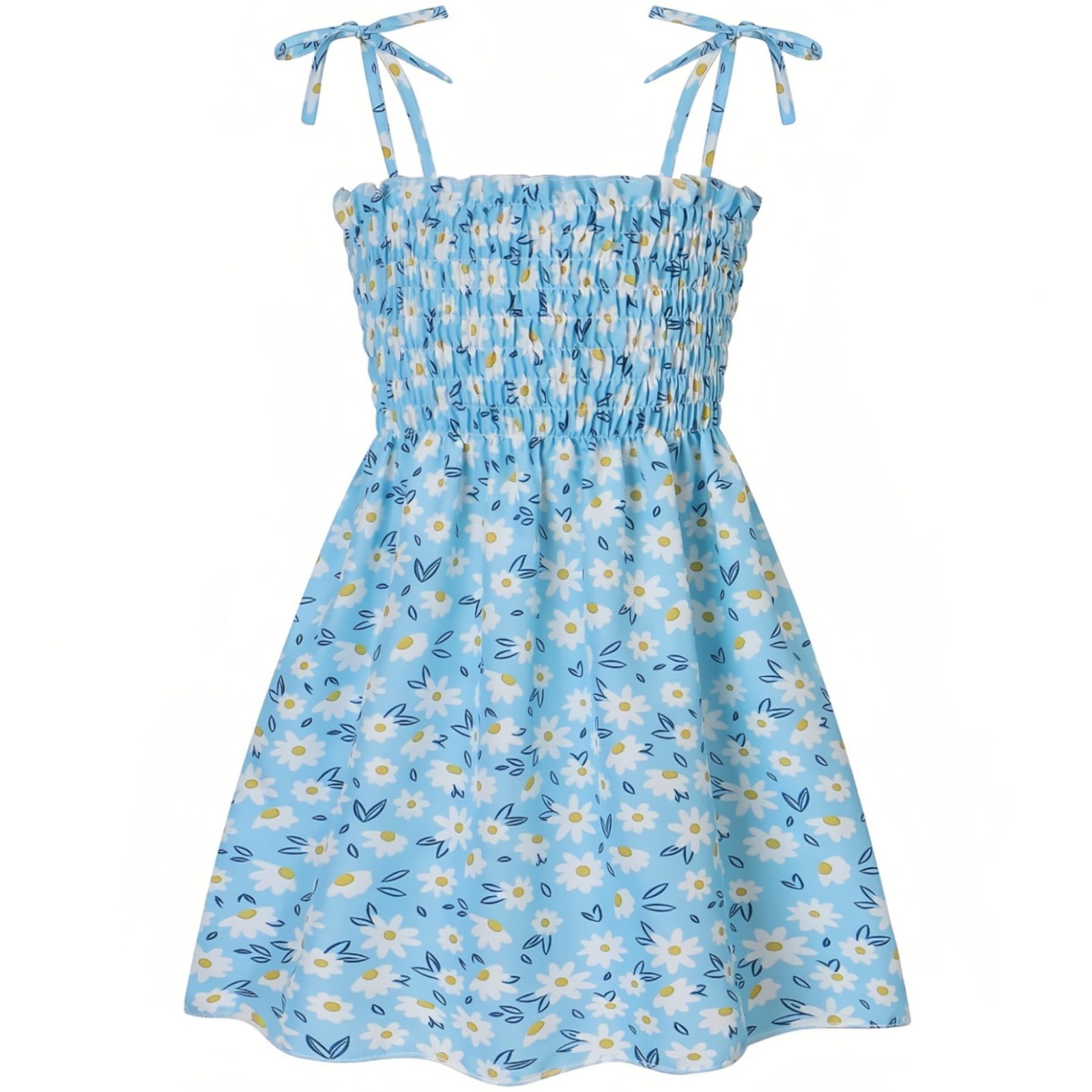 Mlqidk Teen Girl Dresses Size 10-12 Square Neck Sleeveless Ruffle Spaghetti Strap Dress Summer ...