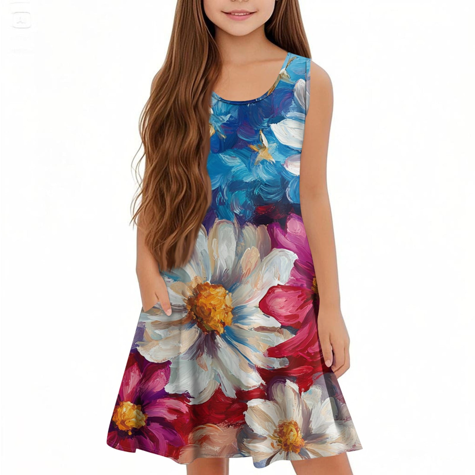 Mlqidk Tween Girl Clothes 10-12 Size American Flag Print Beach Midi ...