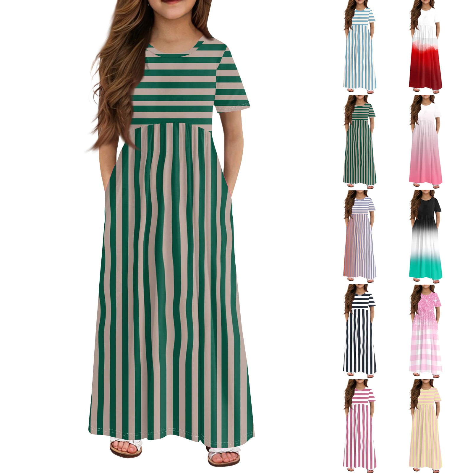 Mlqidk Tween Girl Clothes Size 10-12 Beach Floral print Short Sleeve ...