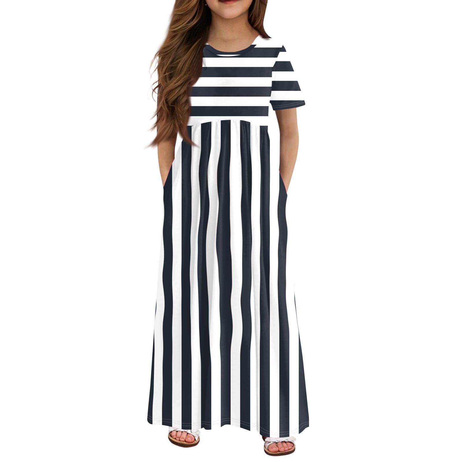 Mlqidk Tween Girl Clothes Size 10-12 Beach Floral print Short Sleeve ...