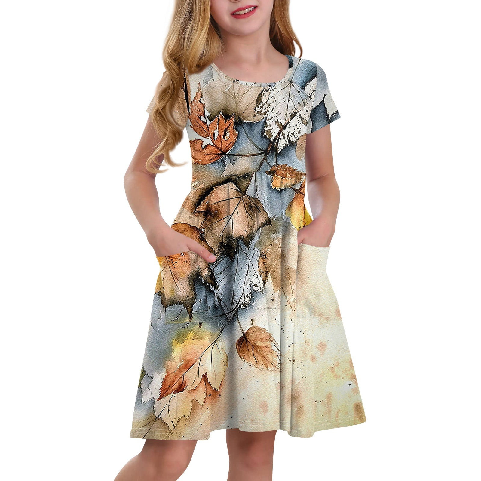 Mlqidk Tween Girl Clothes Size 10-12 Beach floral print Short Sleeve ...