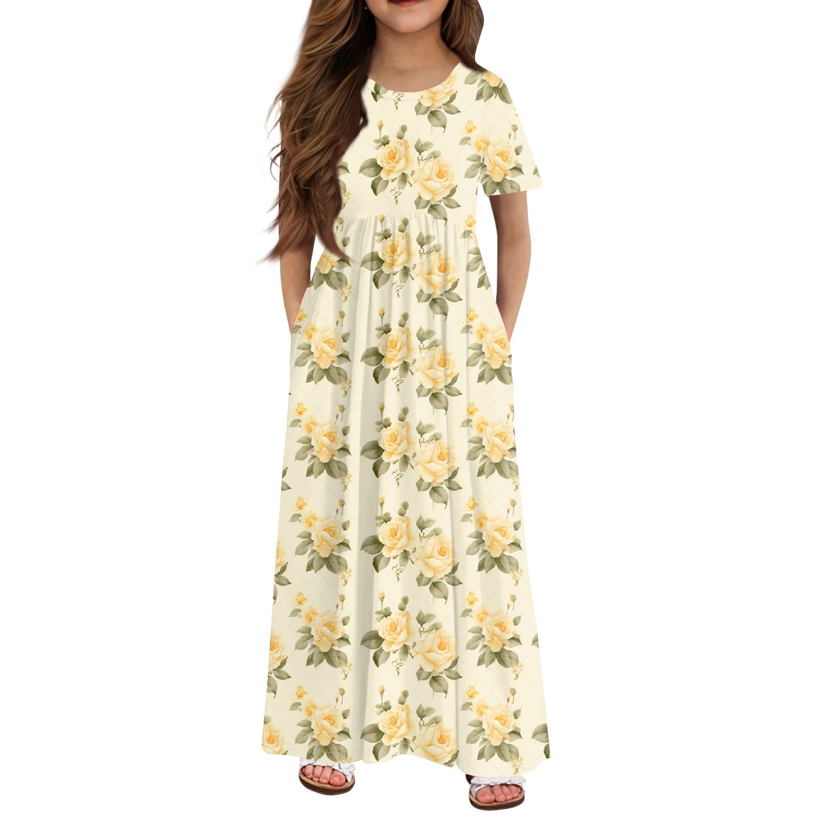 Mlqidk Tween Girl Clothes Size 10-12 Cute Floral print Short Sleeve ...