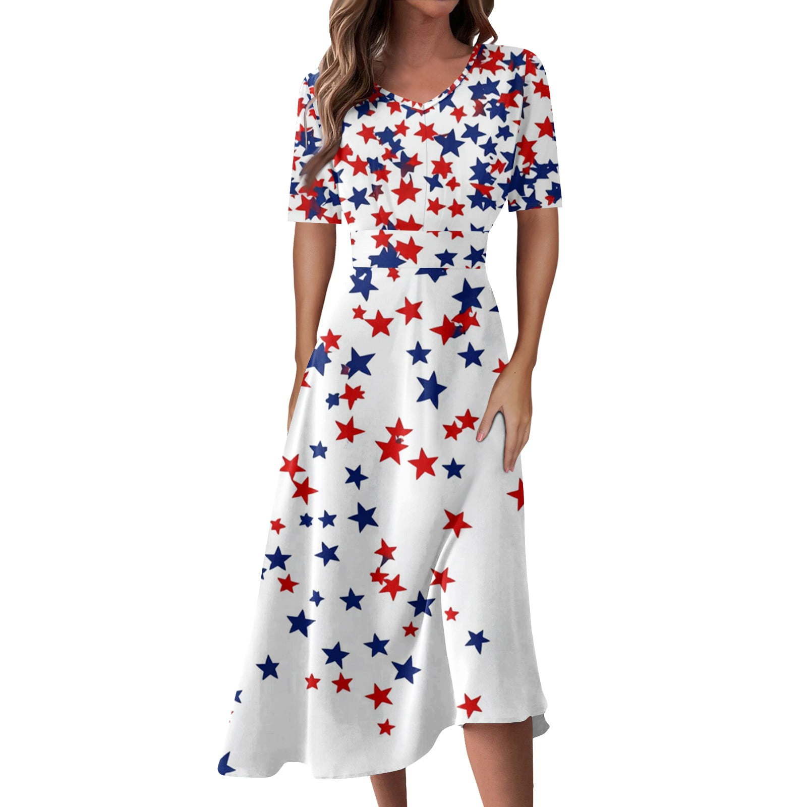 Mlqidk USA Sundress for Women 2025 Patriotic Maxi Dress Boho 4th Of ...