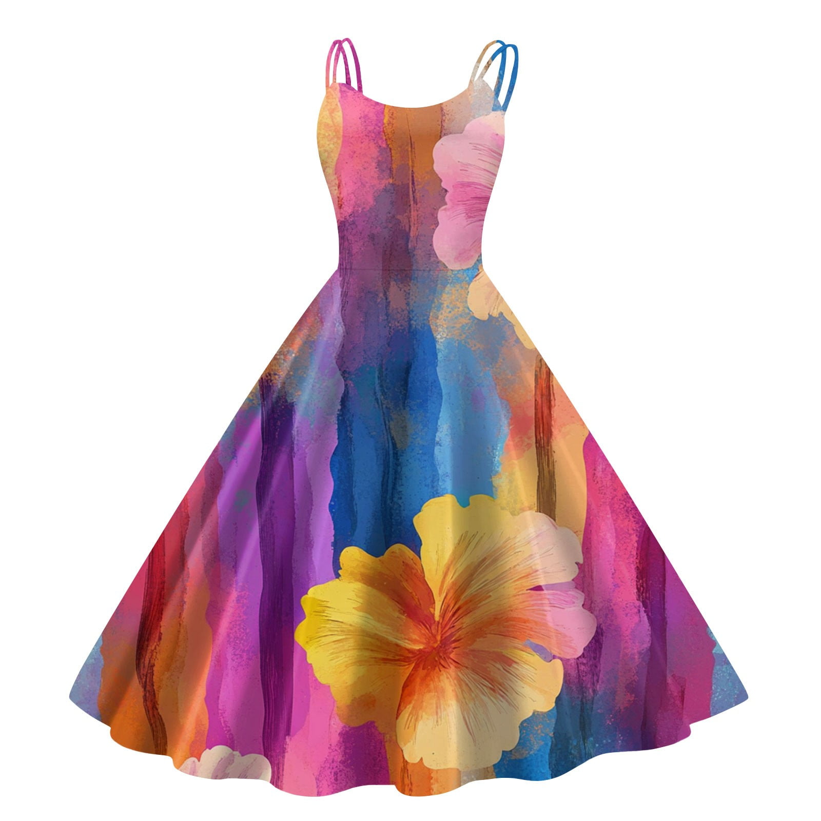 Mlqidk USA Sundress for Women 2025 Patriotic Midi Dress Formal Backless ...