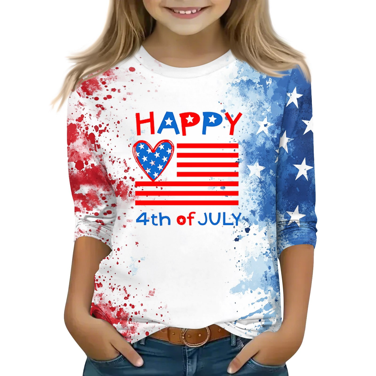 Mlqidk Usa Shirts for Girls 10-12 4th Of July American Flag T-Shirt ...