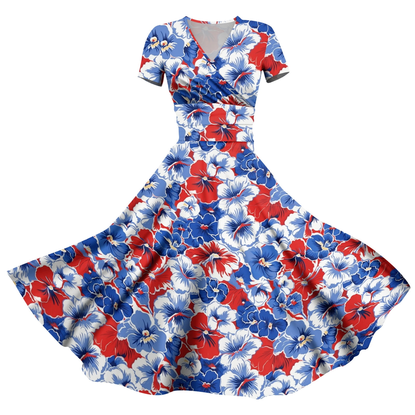Mlqidk Usa Sundress for Women 2025 Patriotic Summer Dress Plus Size V ...