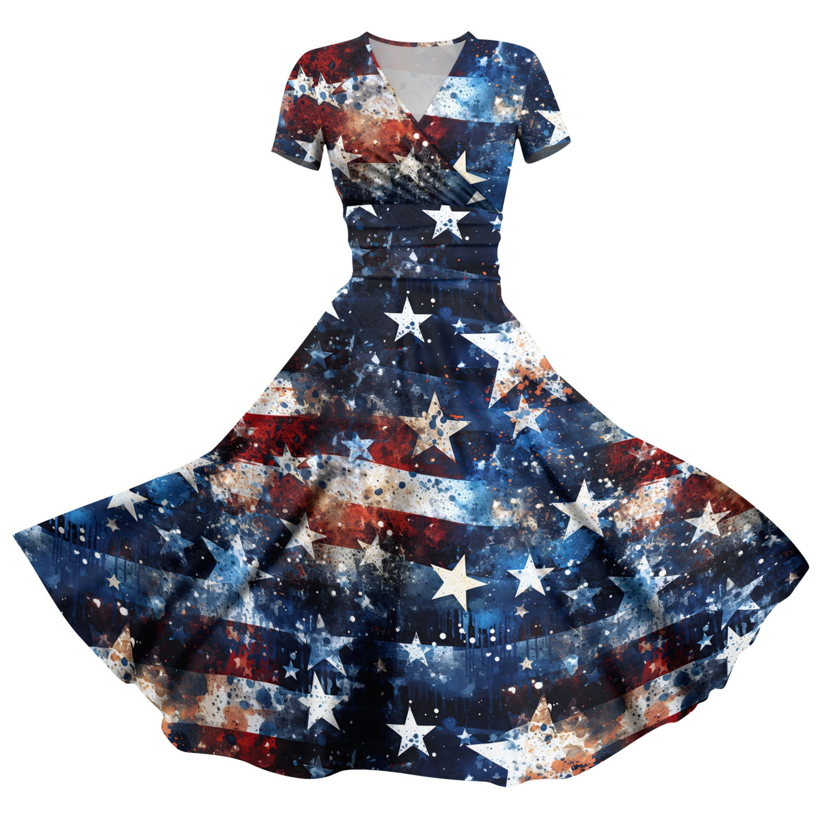 Mlqidk Usa Sundress for Women 2025 Patriotic Wedding Guest Dress Casual ...