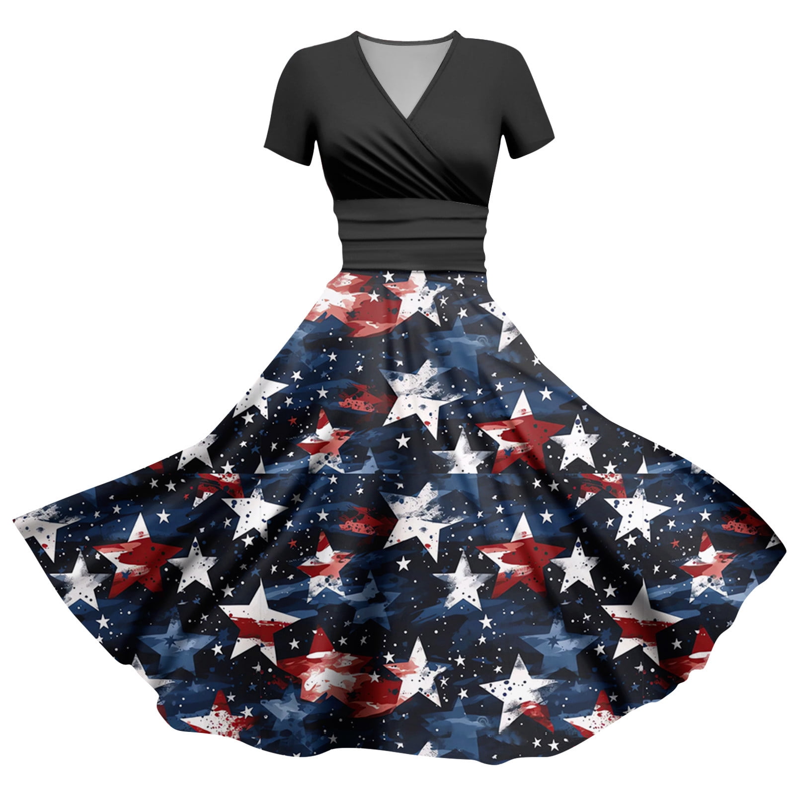 Mlqidk Usa Sundress for Women 2025 Patriotic Wedding Guest Dress Plus ...