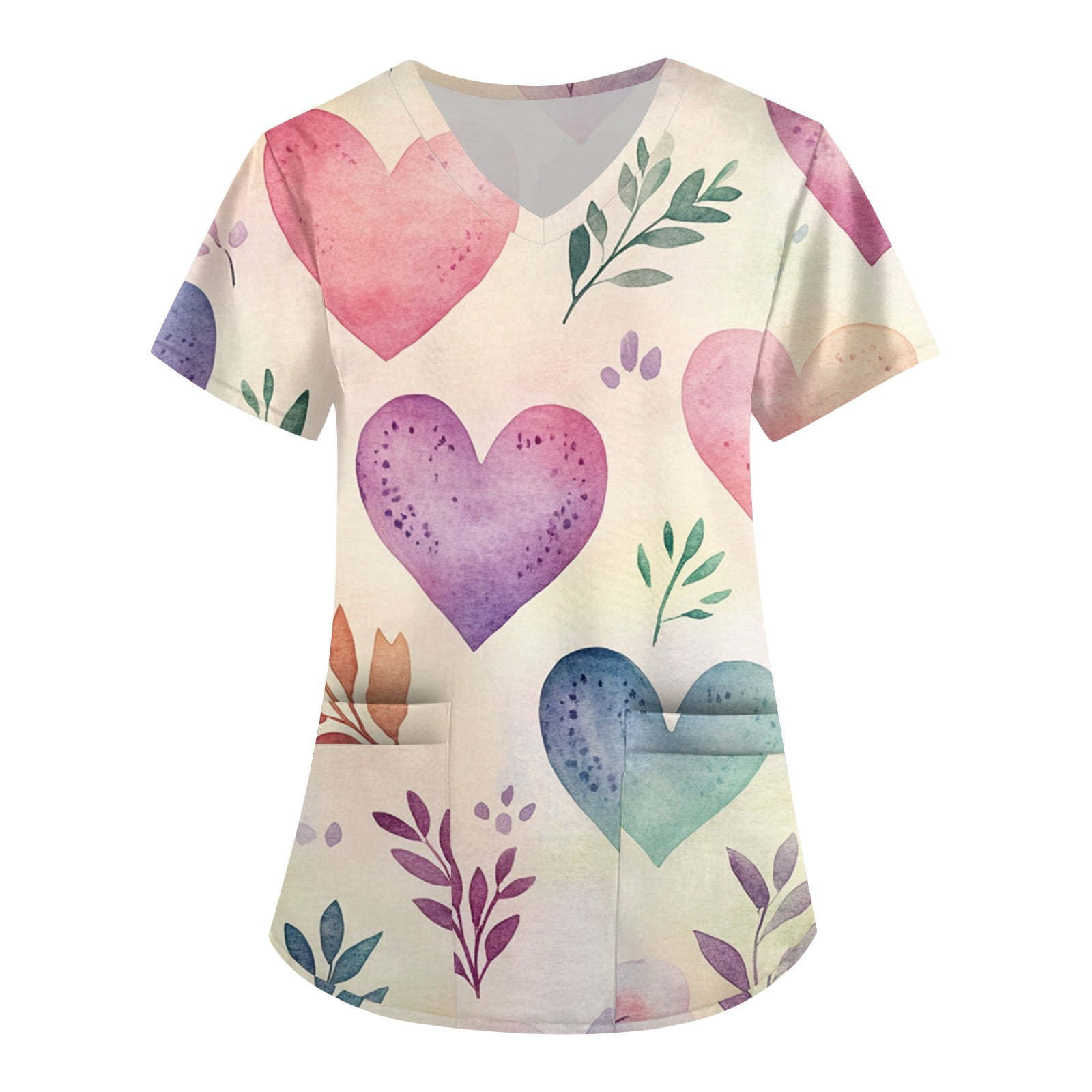 Mlqidk Valentines Day Scrub Uniforms Women 2025 Short Sleeve V Neck ...