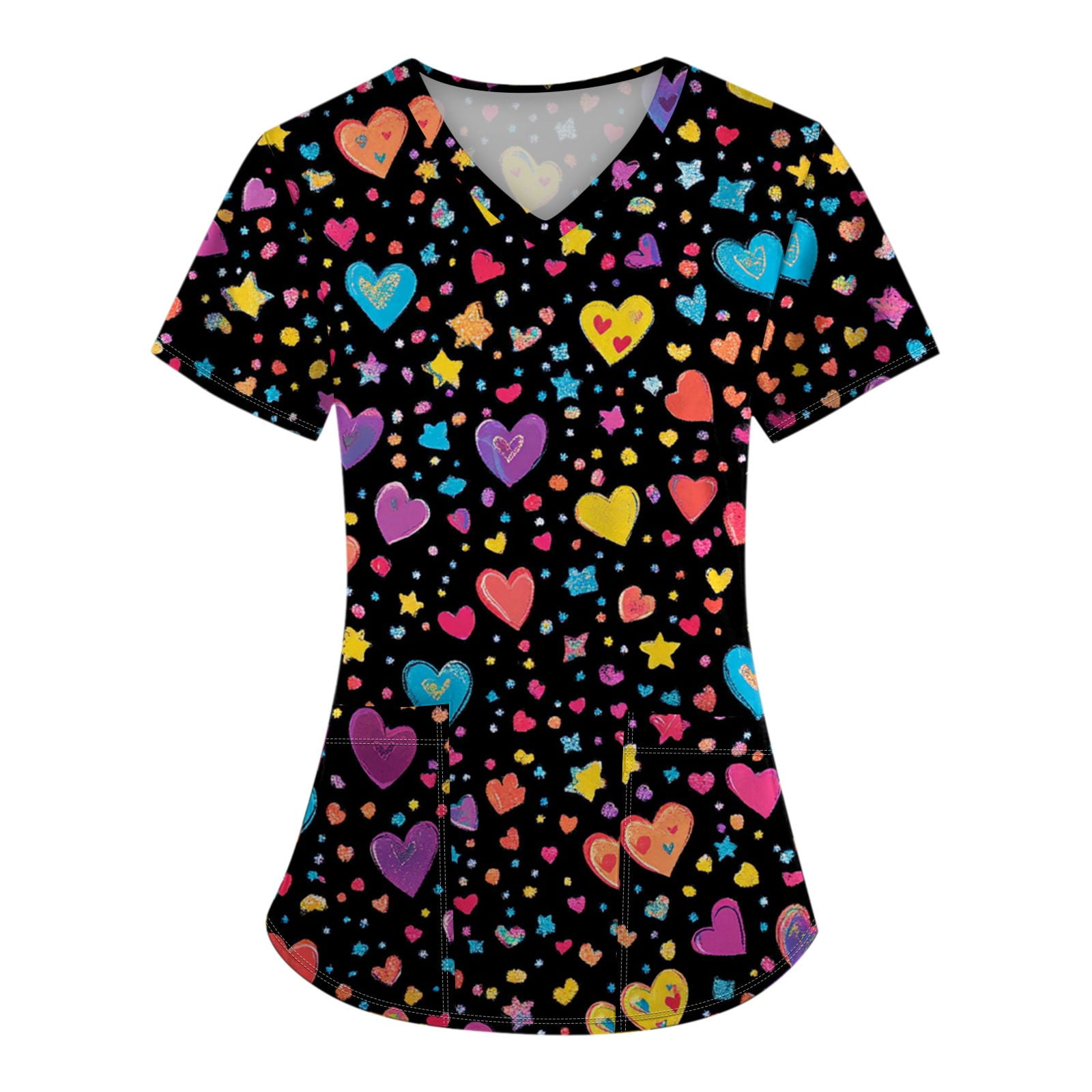 Mlqidk Valentines Day Scrub Uniforms Women 2025 Short Sleeve V Neck ...