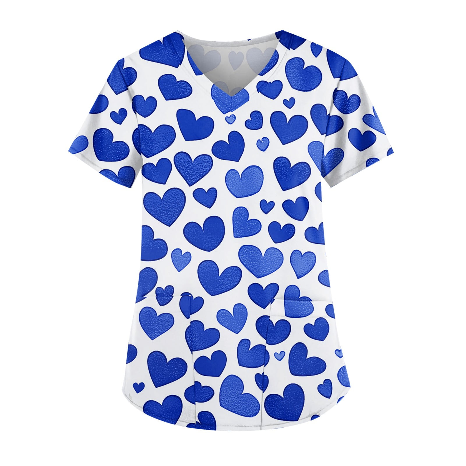 Mlqidk Valentines Day Scrubs for Women Short Sleeve V Neck Cartoon Love ...