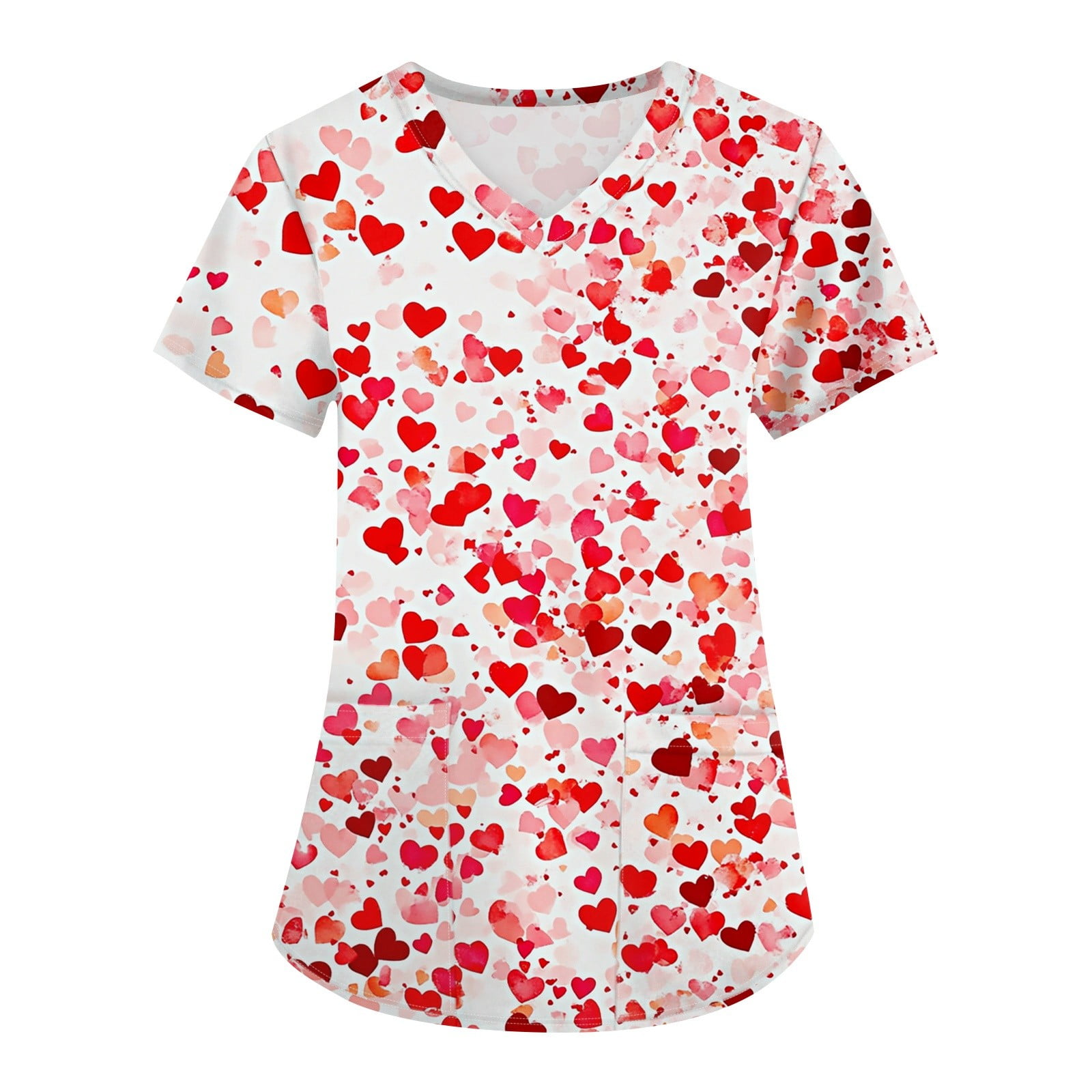 Mlqidk Valentines Nursing Uniforms for Women 2025 Short Sleeve V Neck ...