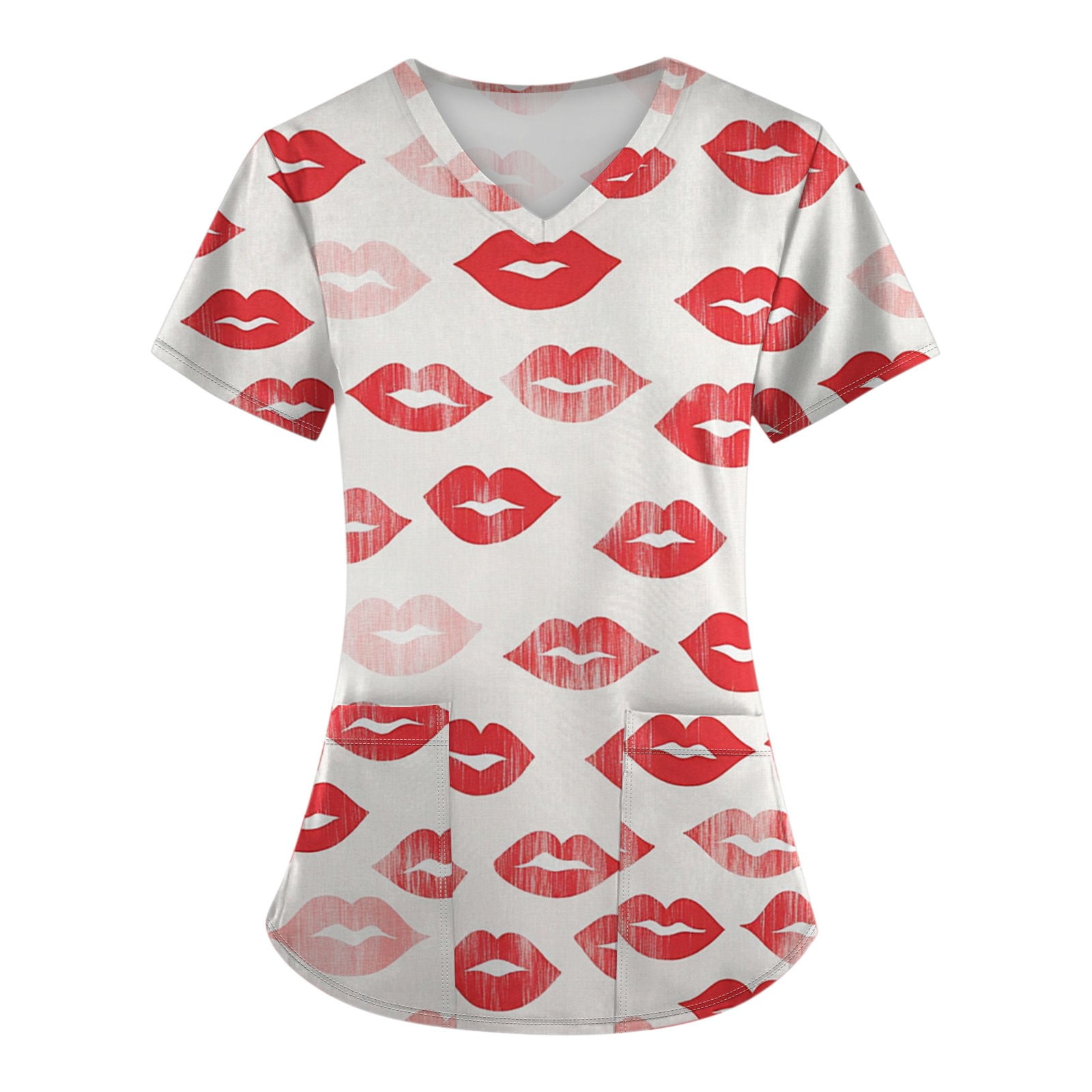 Mlqidk Valentines Nursing Uniforms for Women Cute Love Heart Pattern ...