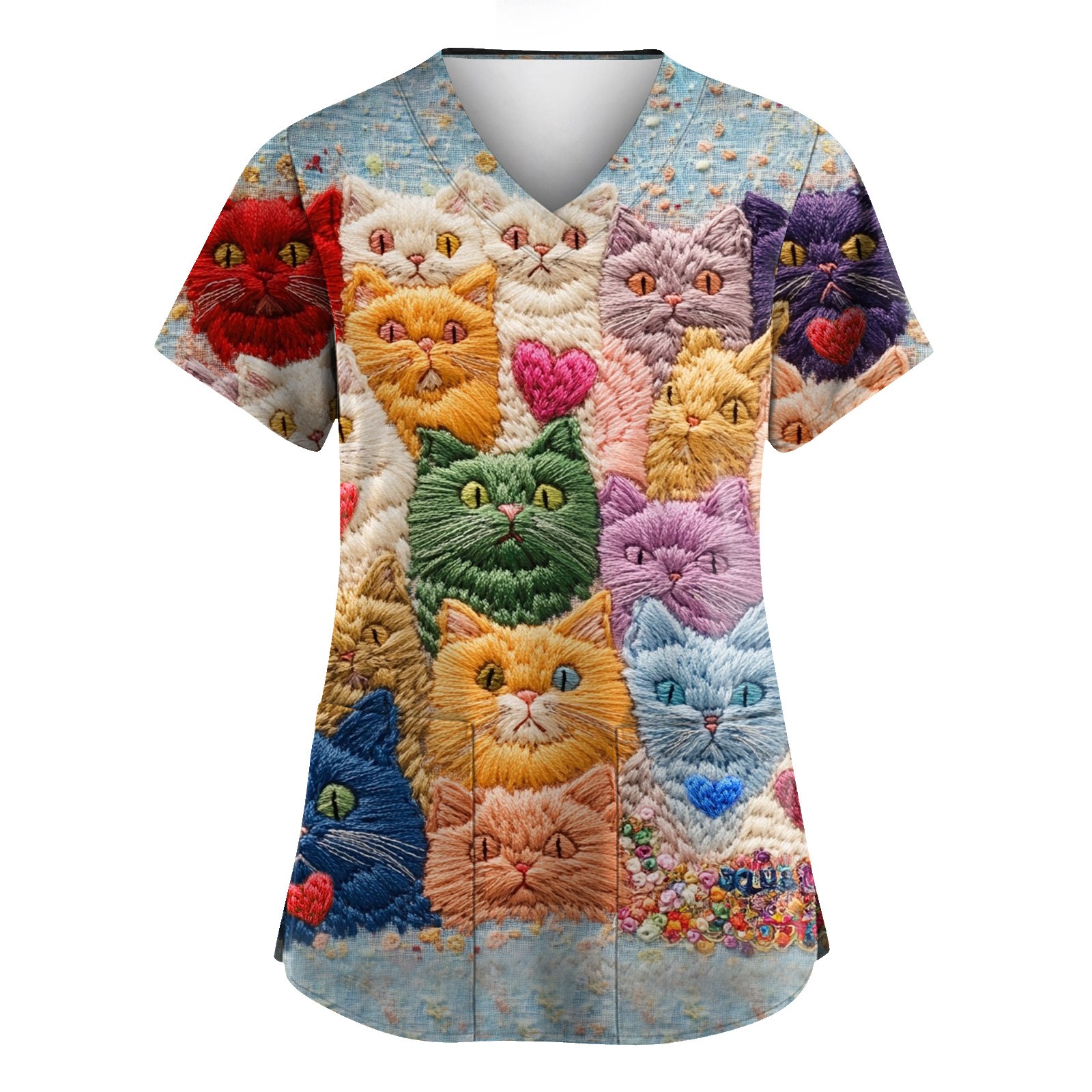 Mlqidk Valentines Print Scrubs for Women Cute Love Heart Pattern Short ...