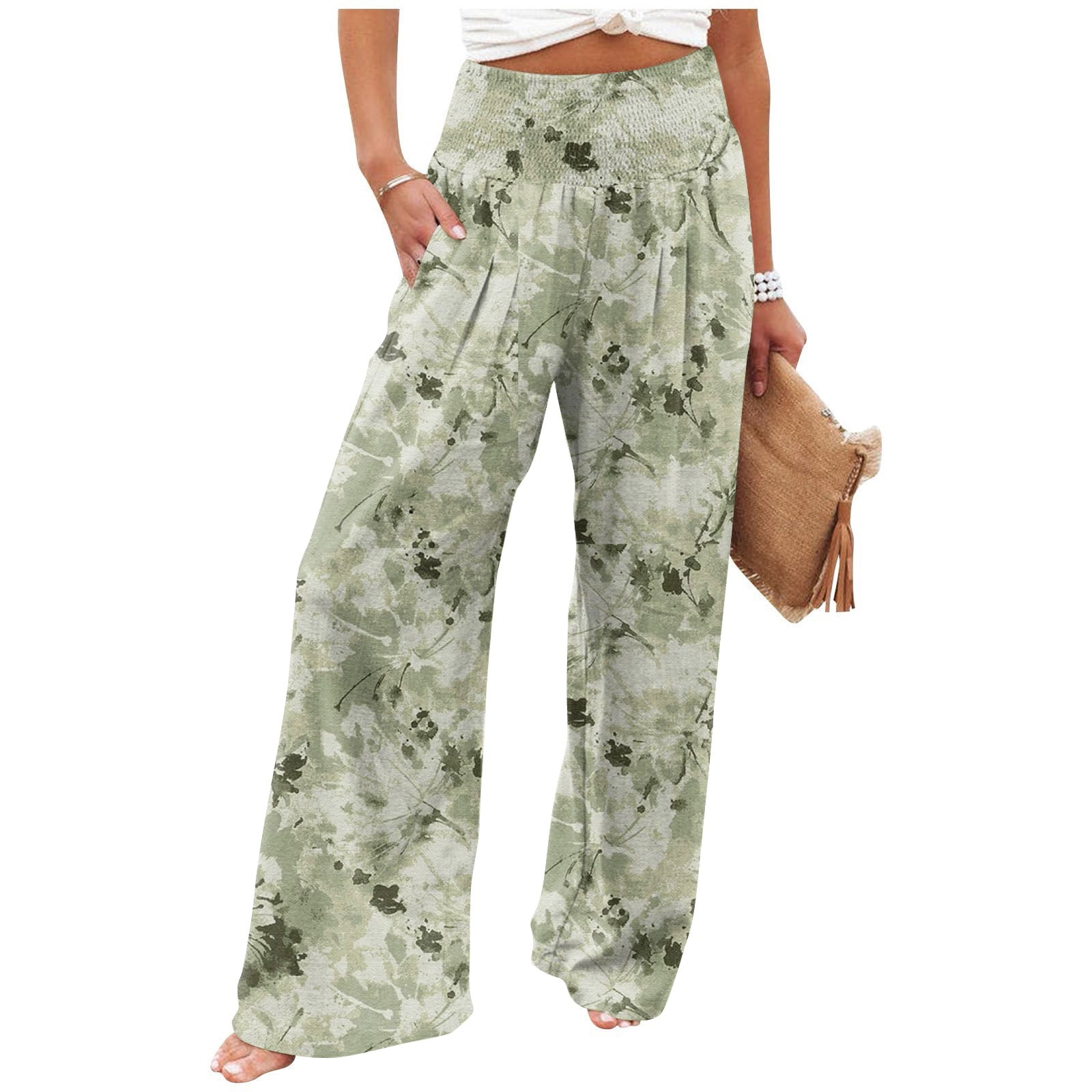 Mlqidk Wide Leg Pants Woman Lounge High Waisted Palazzo Pants Trendy ...