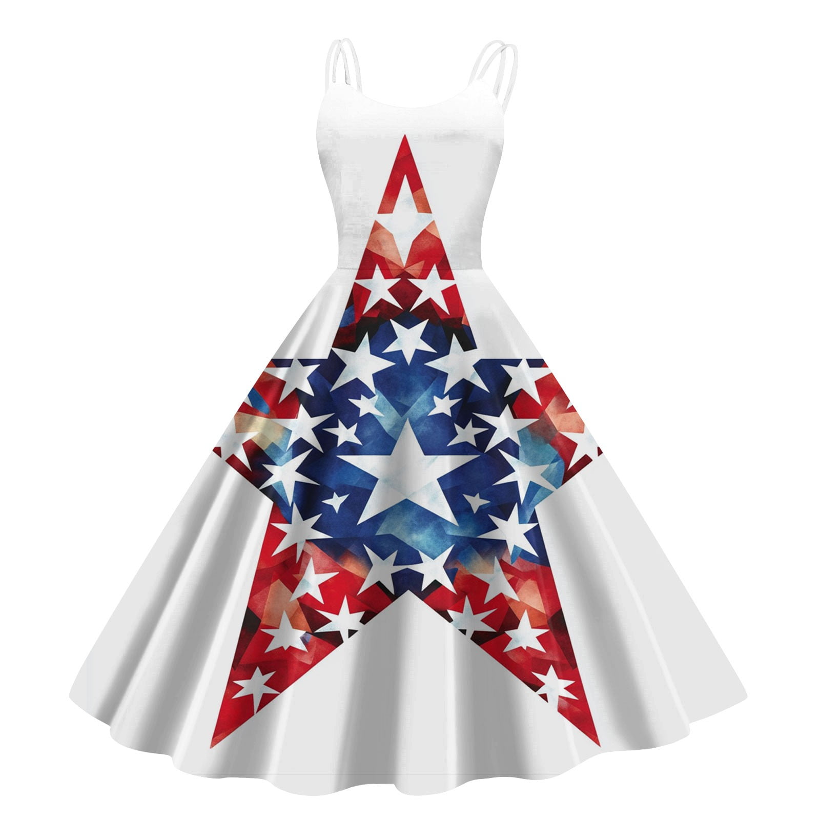 Mlqidk Women's American Flag Sundress Patriotic Midi Dress Formal ...