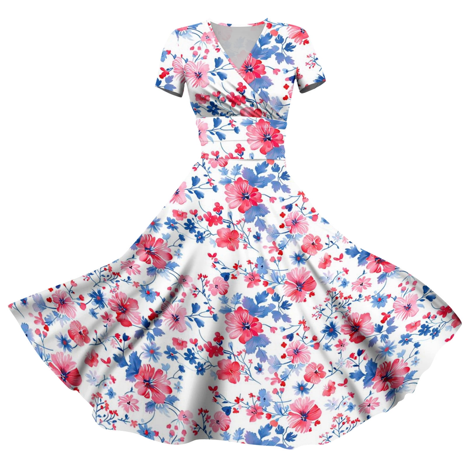 Mlqidk Women's American Flag Sundress Patriotic Wedding Guest Dress ...