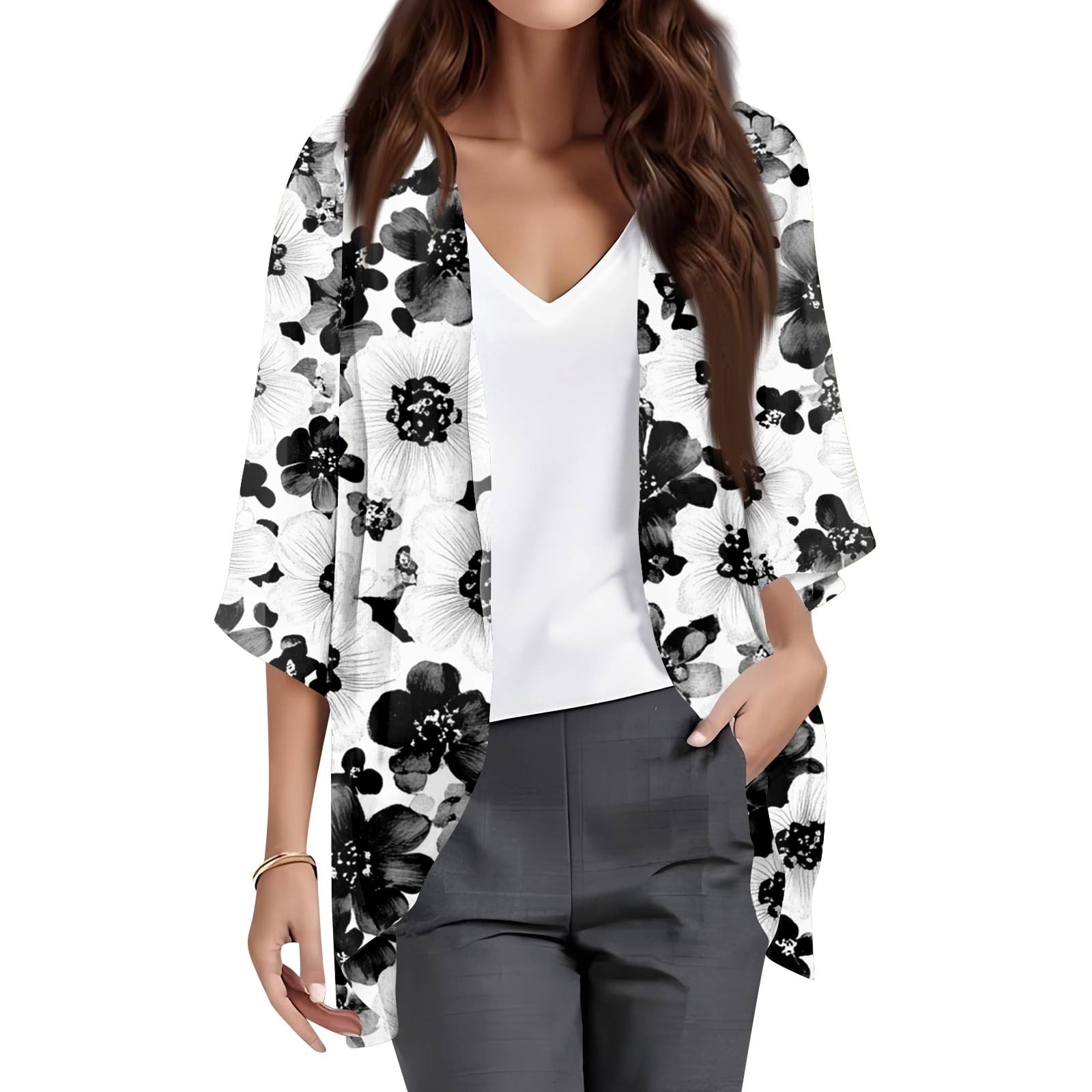 Mlqidk Women's Clothing Casual Batwing Sleeve Loose Cardigan Trendy ...