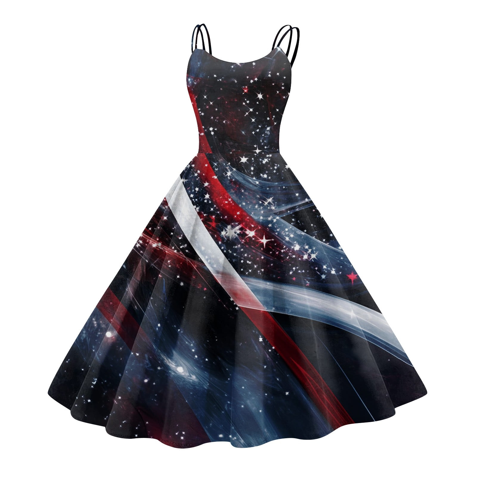 Mlqidk Womens American Flag Dresses Patriotic Halter Maxi Dress Flowy ...