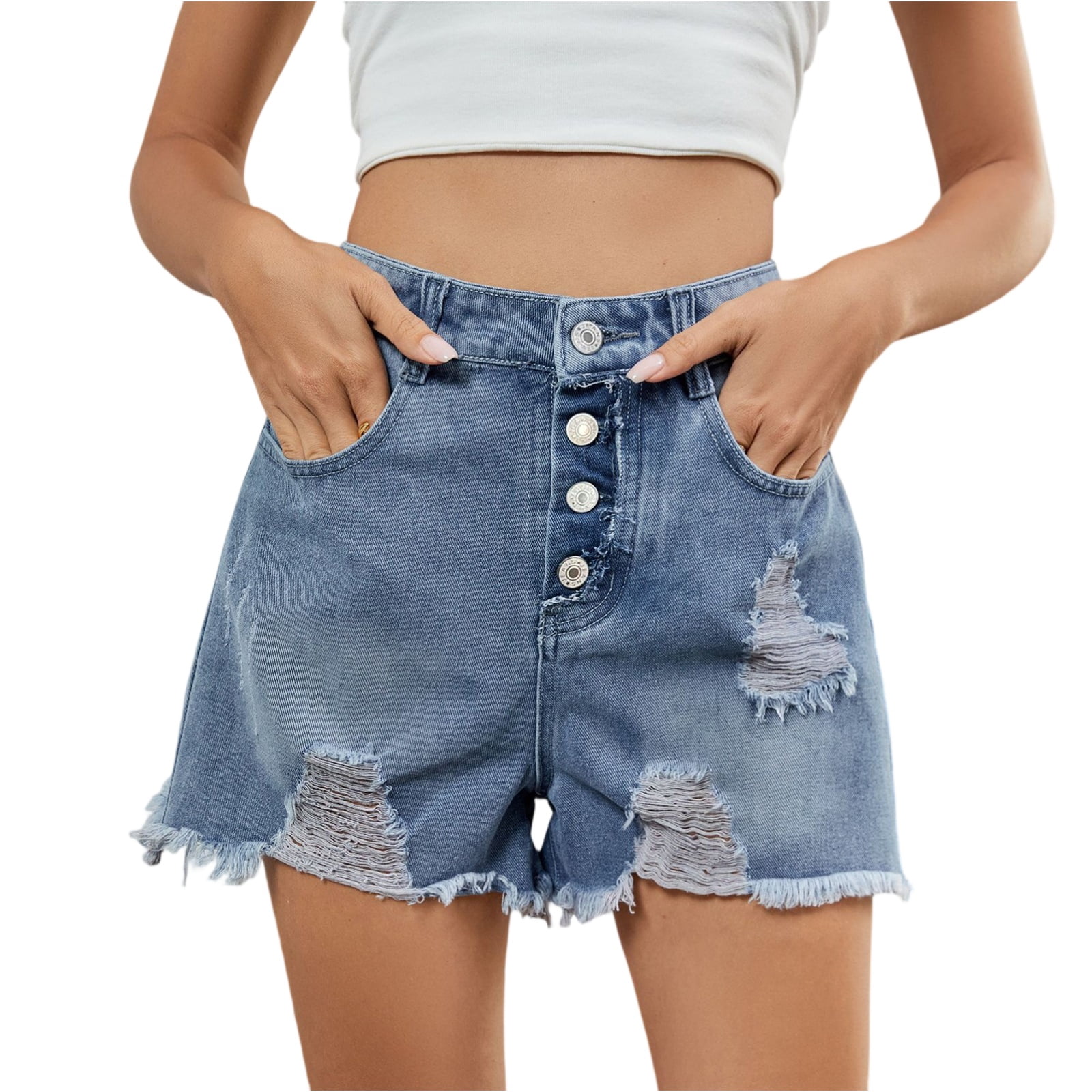Mlqidk Womens Jean Shorts Low Waisted Casual Stretch Denim Shorts ...