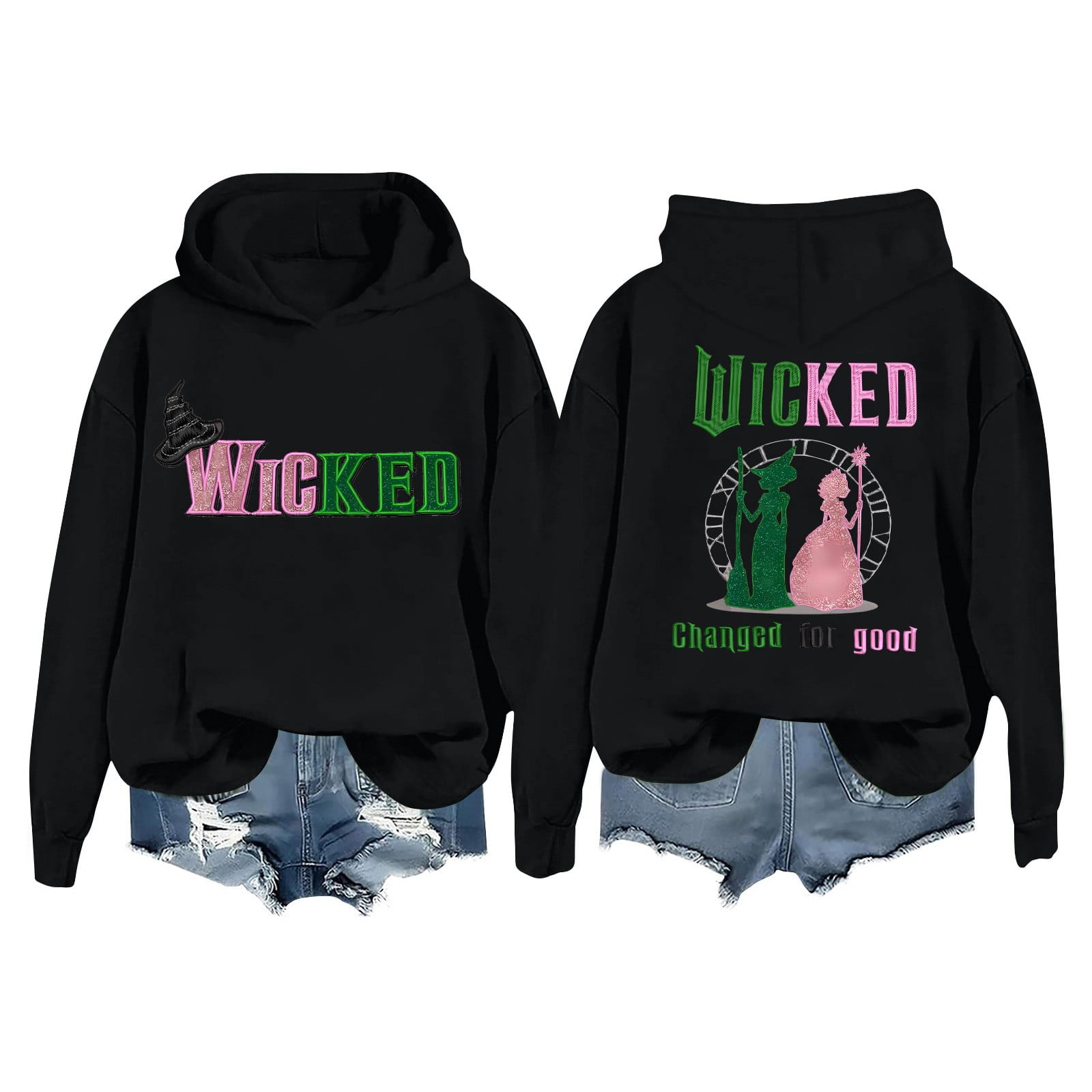 Mlqidk Womens Plus Size Wicked Hoodie Changed for Good Musicals ...