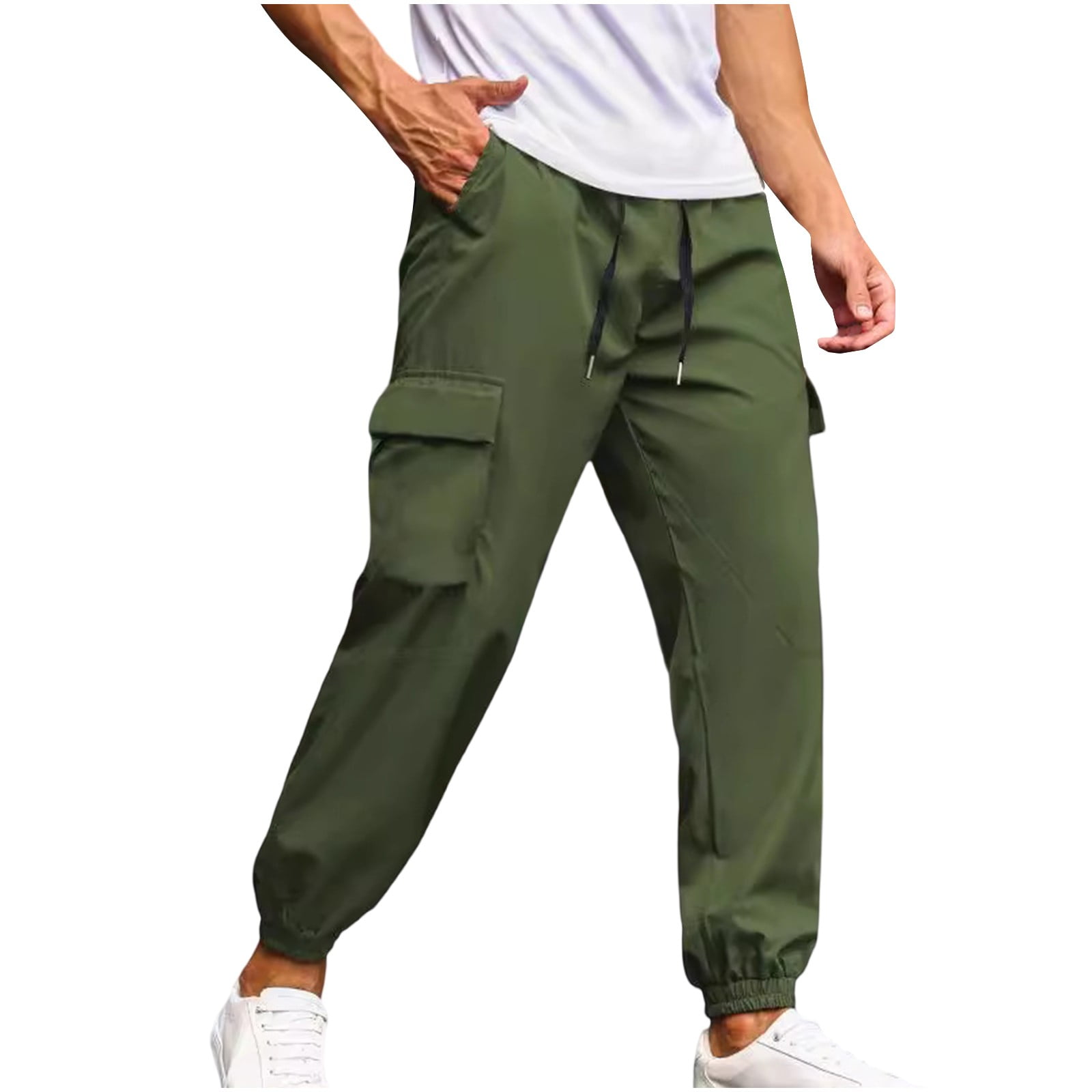 Mlzmgr Cargo Pants for Men with Multi Pokcets Elastic Waist Drawstirng ...